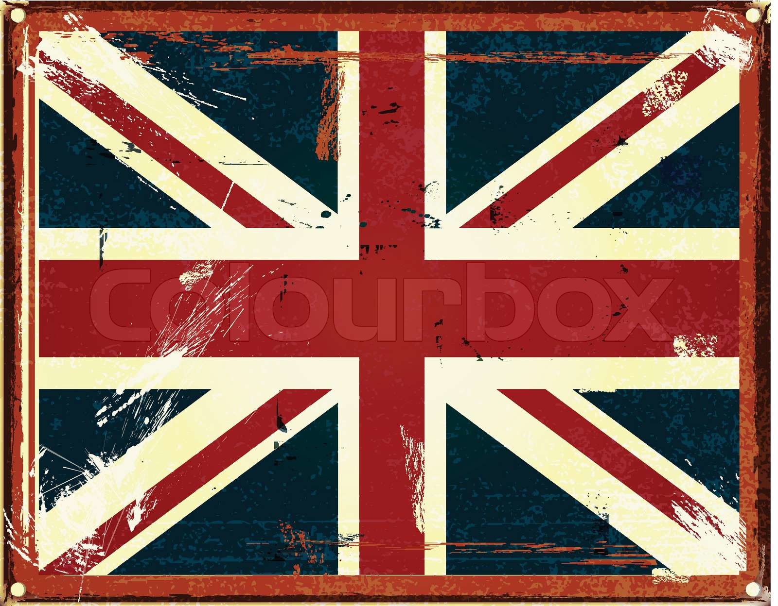 vintage style tin sign with the British Flag | Stock vector | Colourbox
