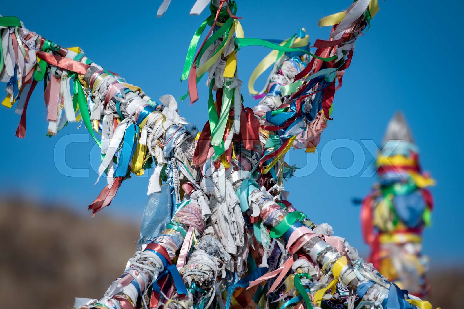 The Buddhist pray on sacred pillars | Stock image | Colourbox