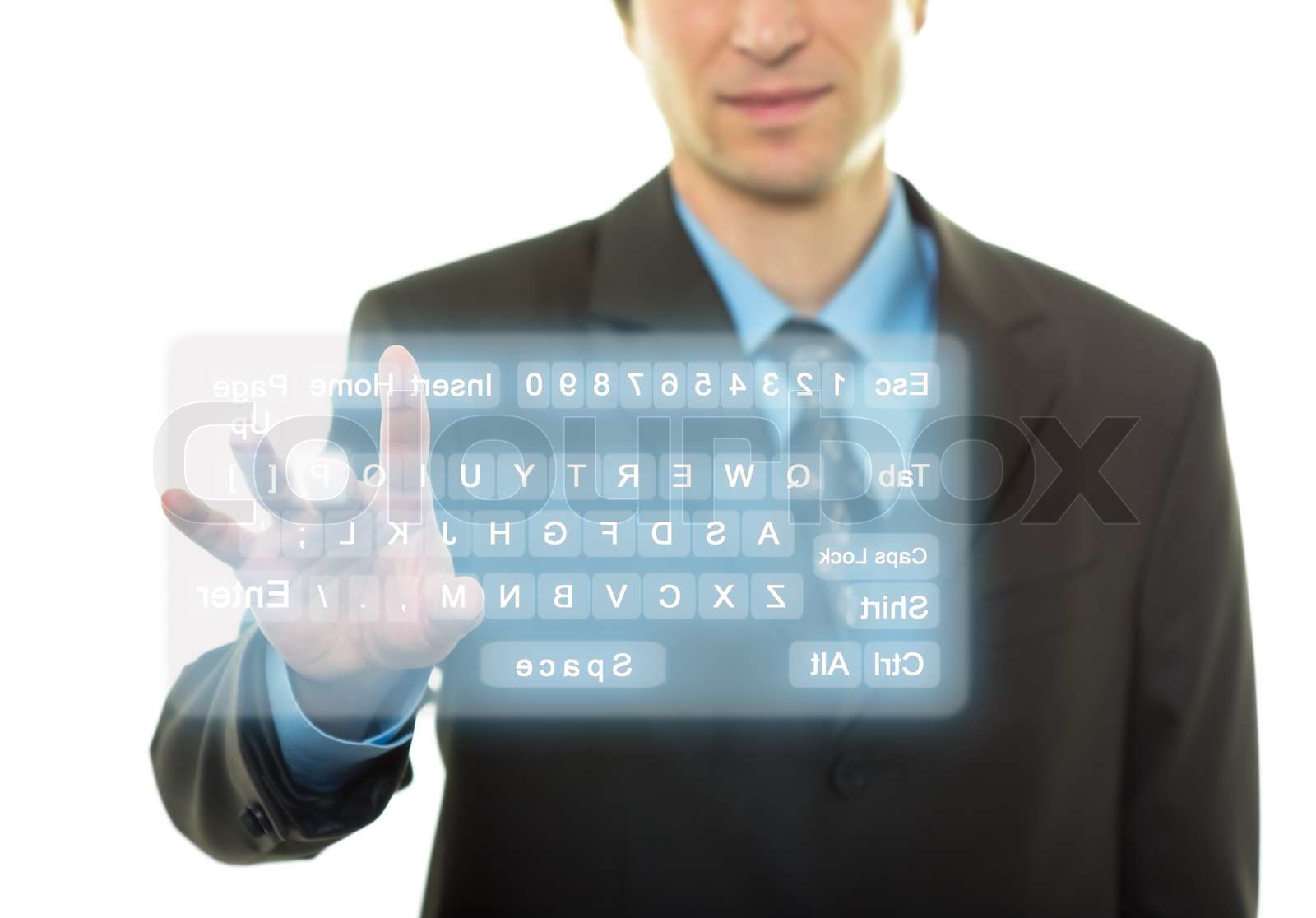 Businessman and virtual keyboard | Stock image | Colourbox