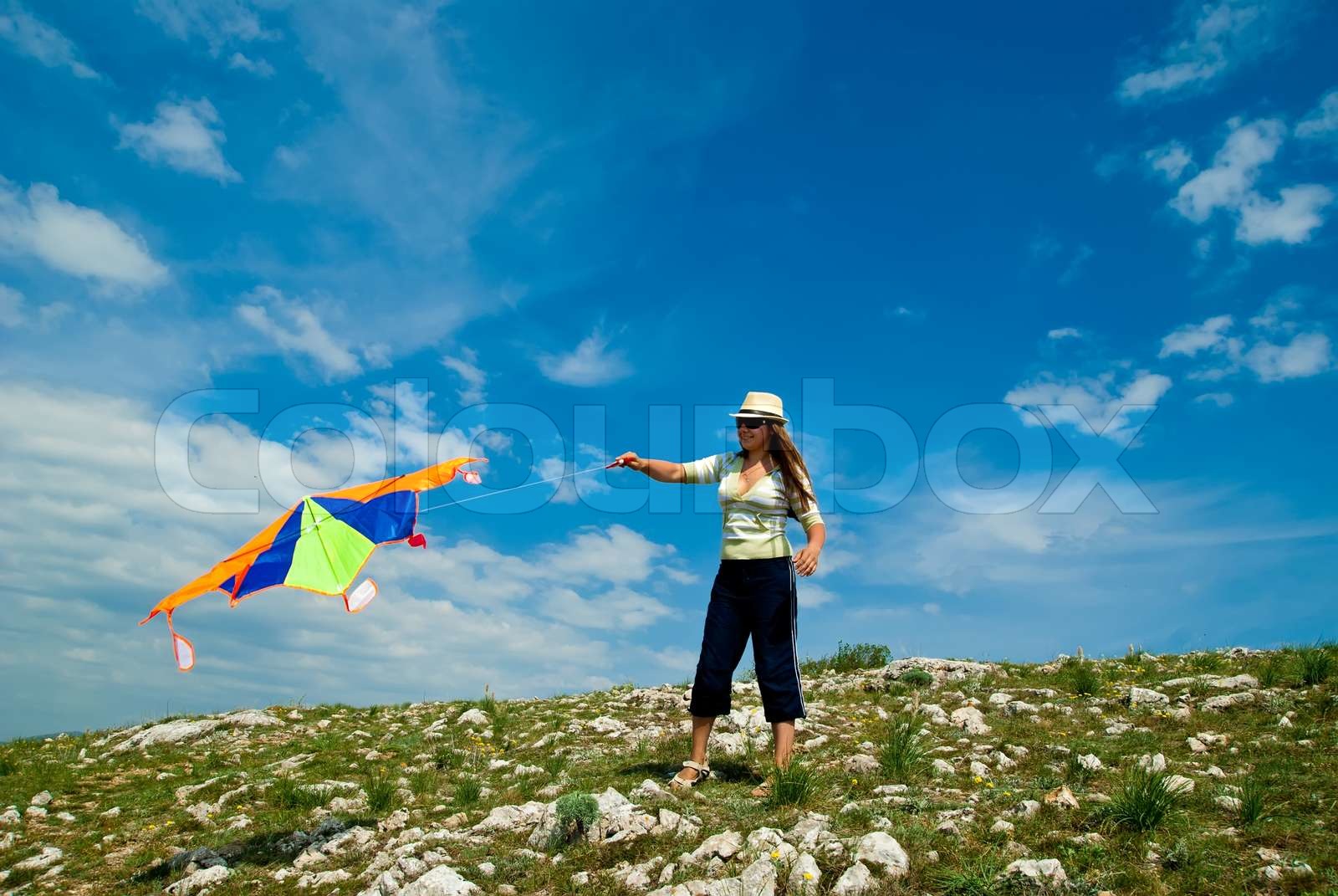 woman with kite | Stock image | Colourbox