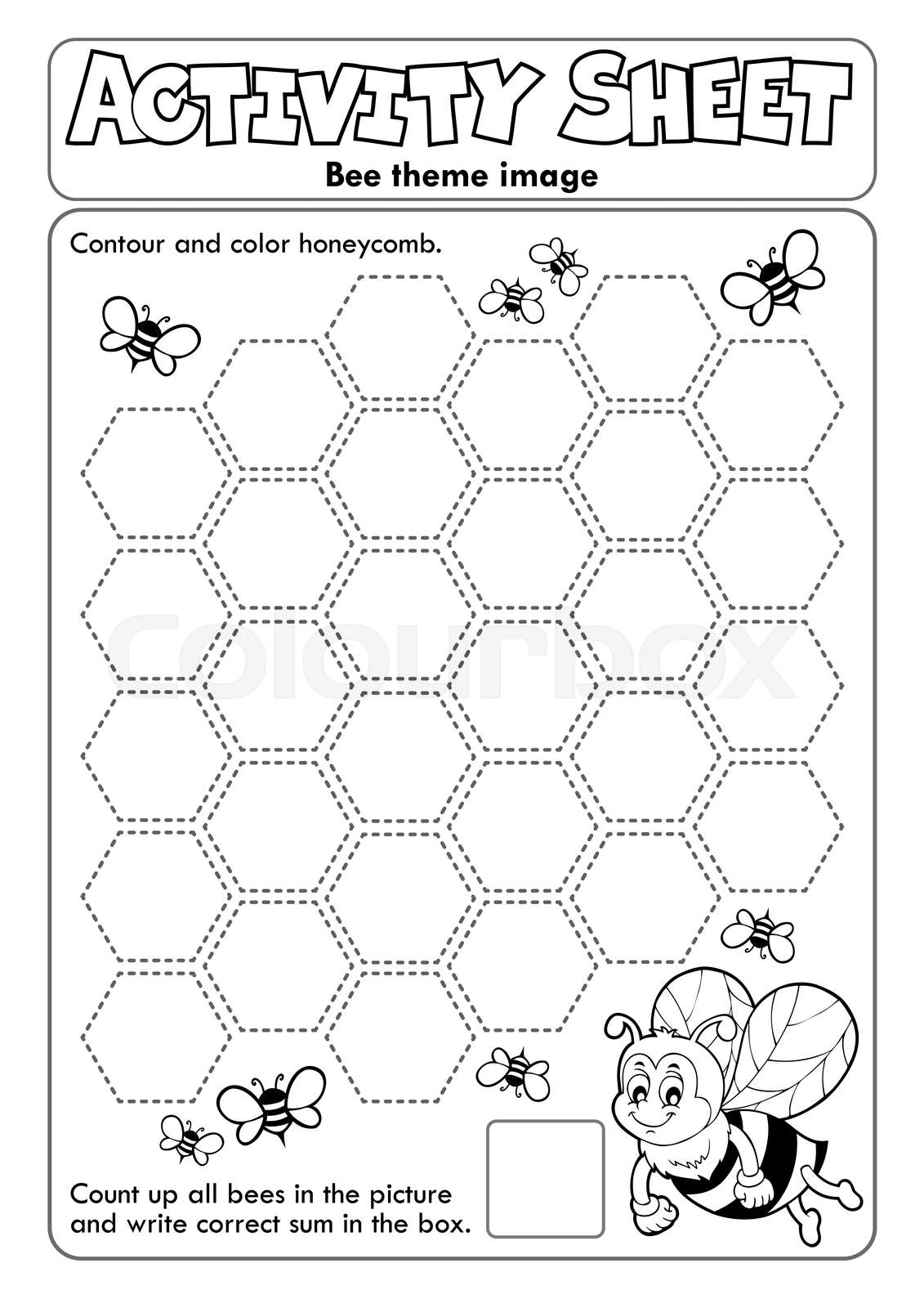 Activity sheet bee theme 2 | Stock vector | Colourbox
