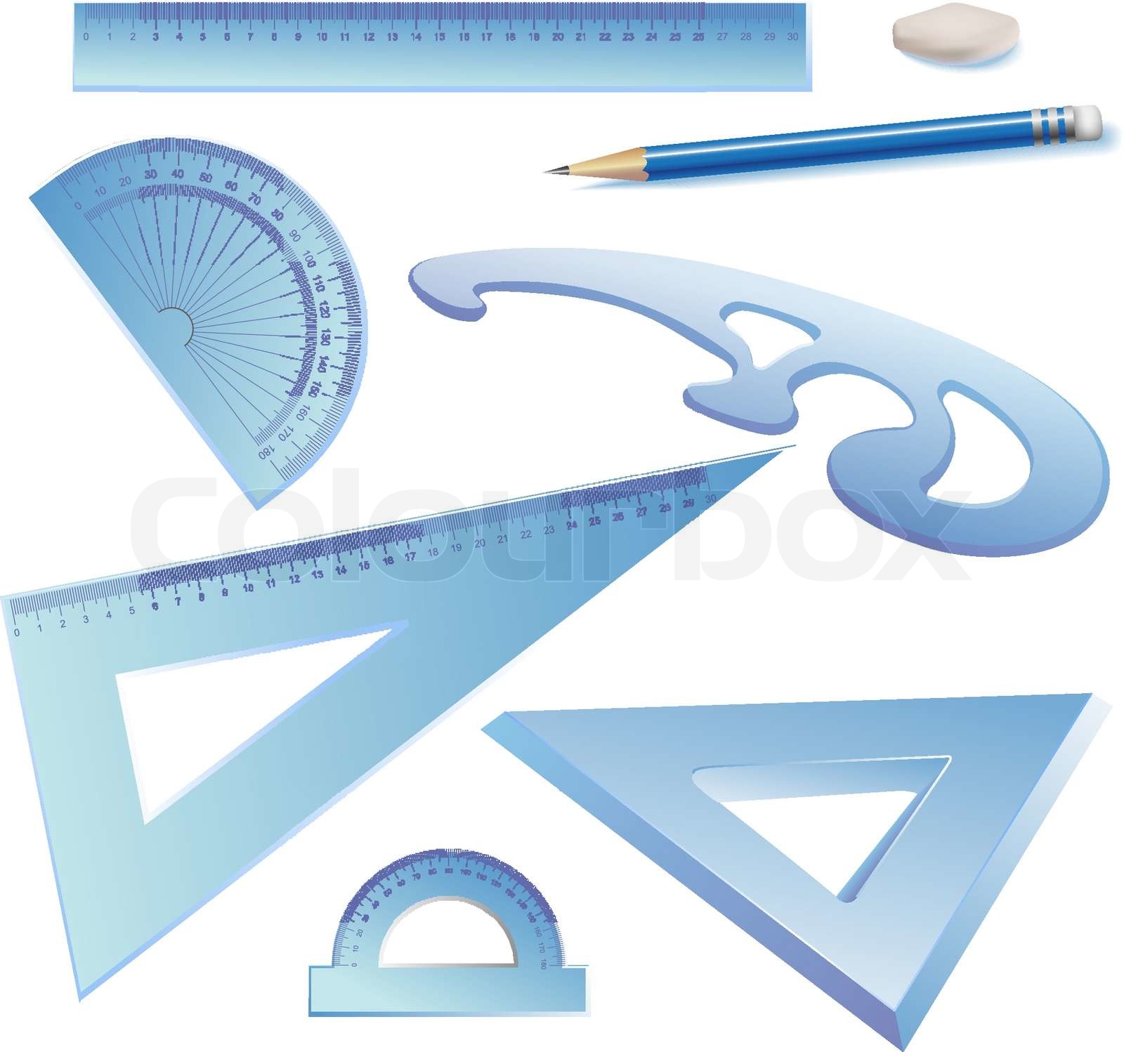 Set of Architectural Drawing Tools, isolated on white. Vector clip-art ...