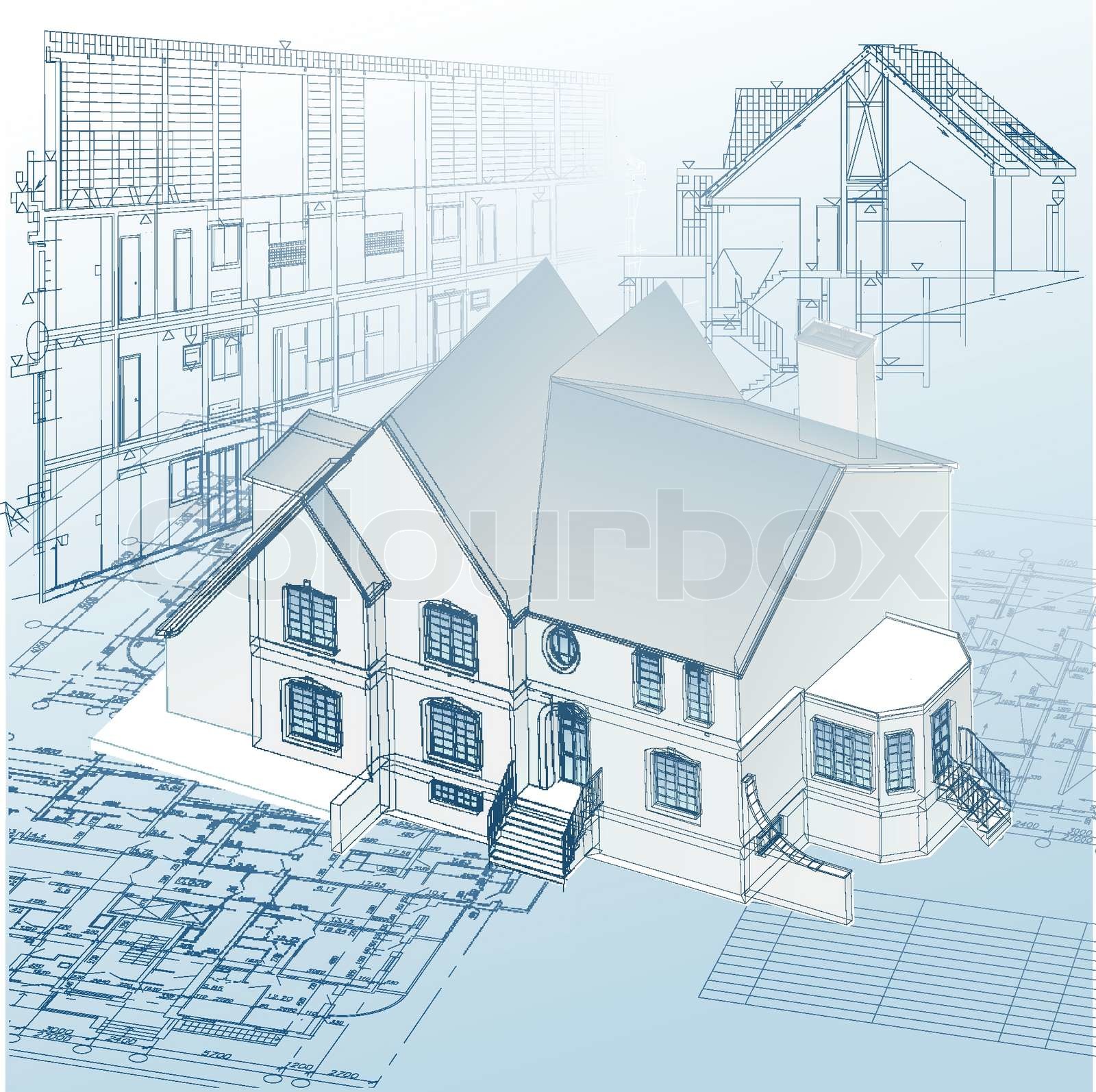 3d, bygning, tegning | Stock vektor | Colourbox