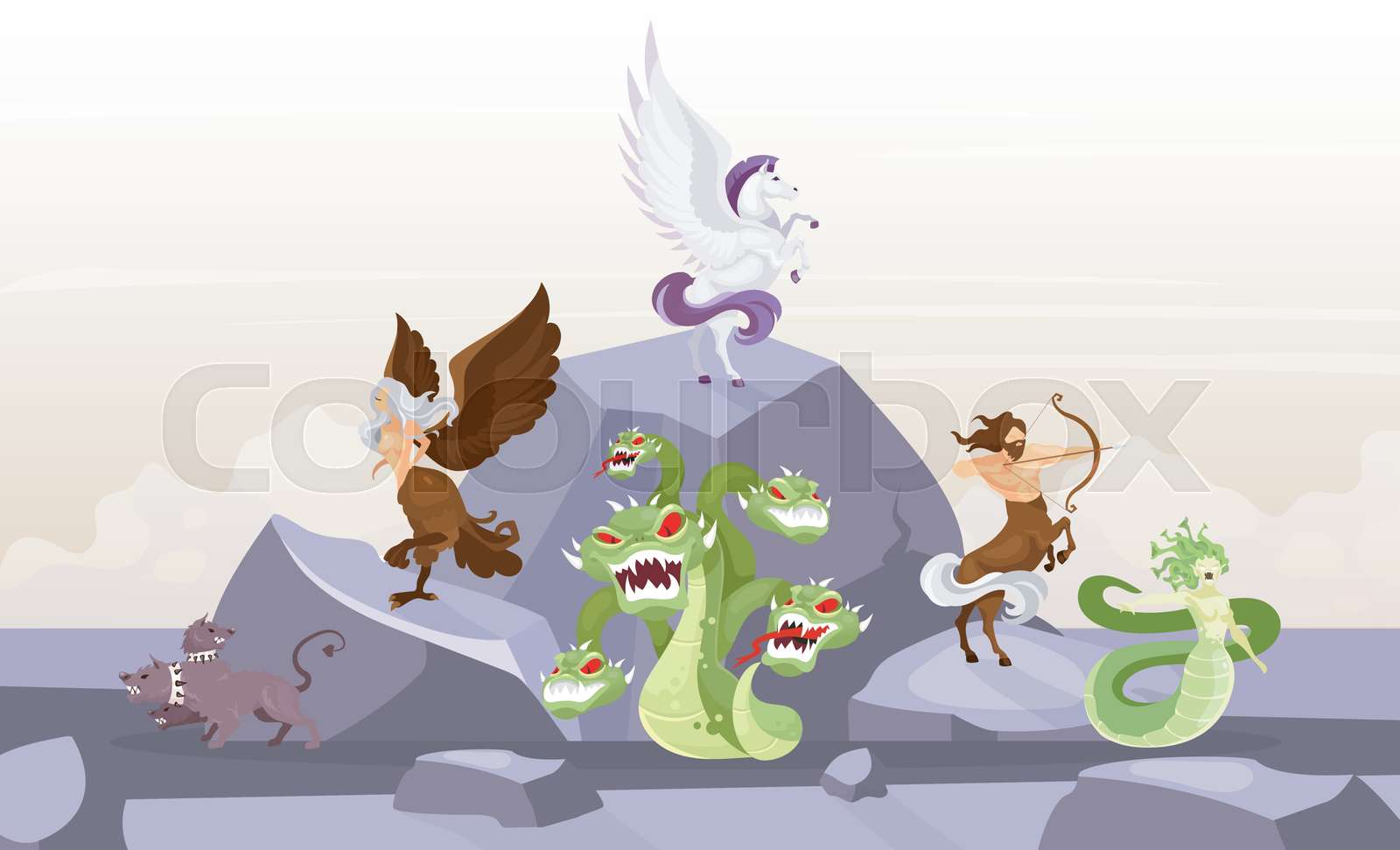 Mythological creatures flat vector illustration | Stock vector | Colourbox