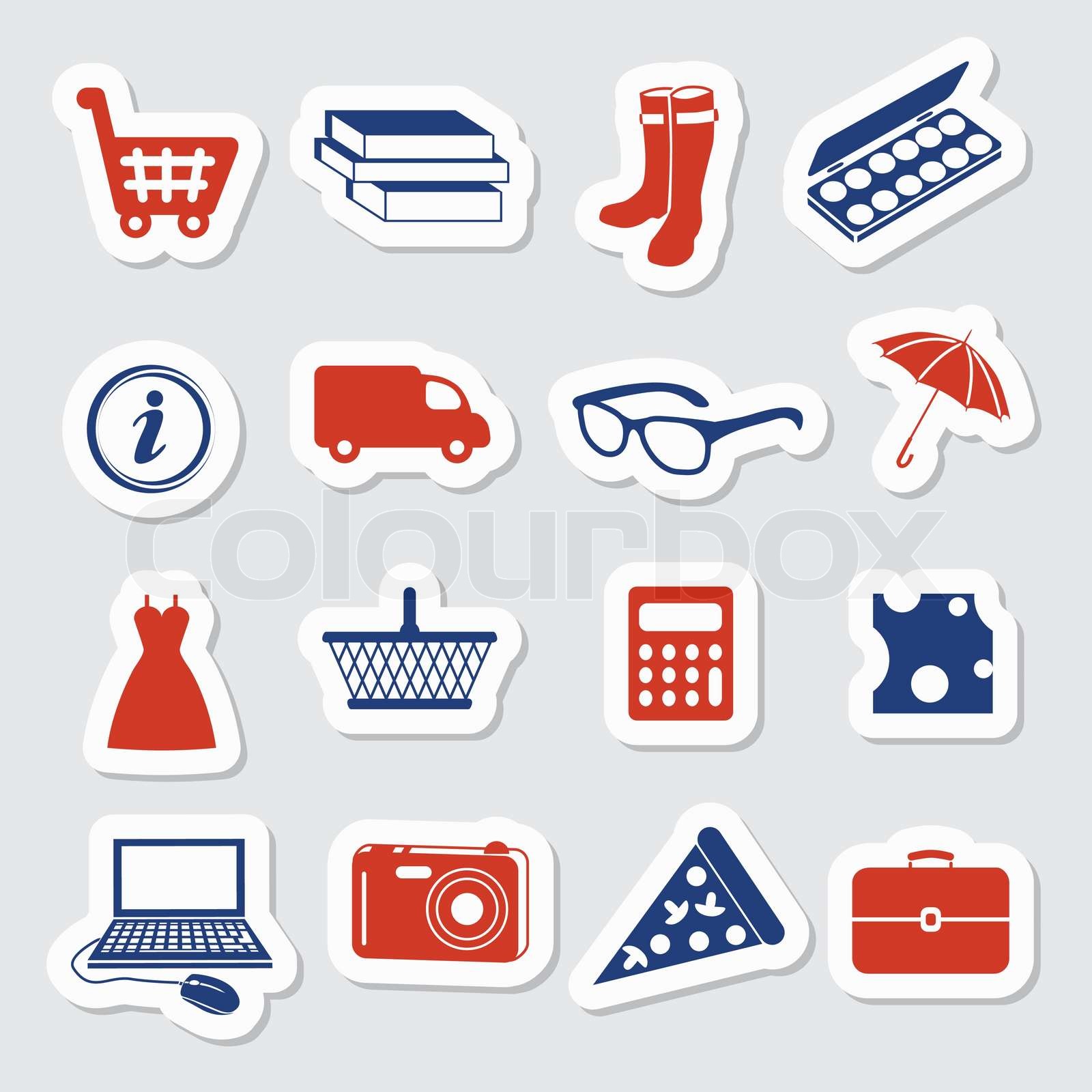 shopping stickers | Stock vector | Colourbox