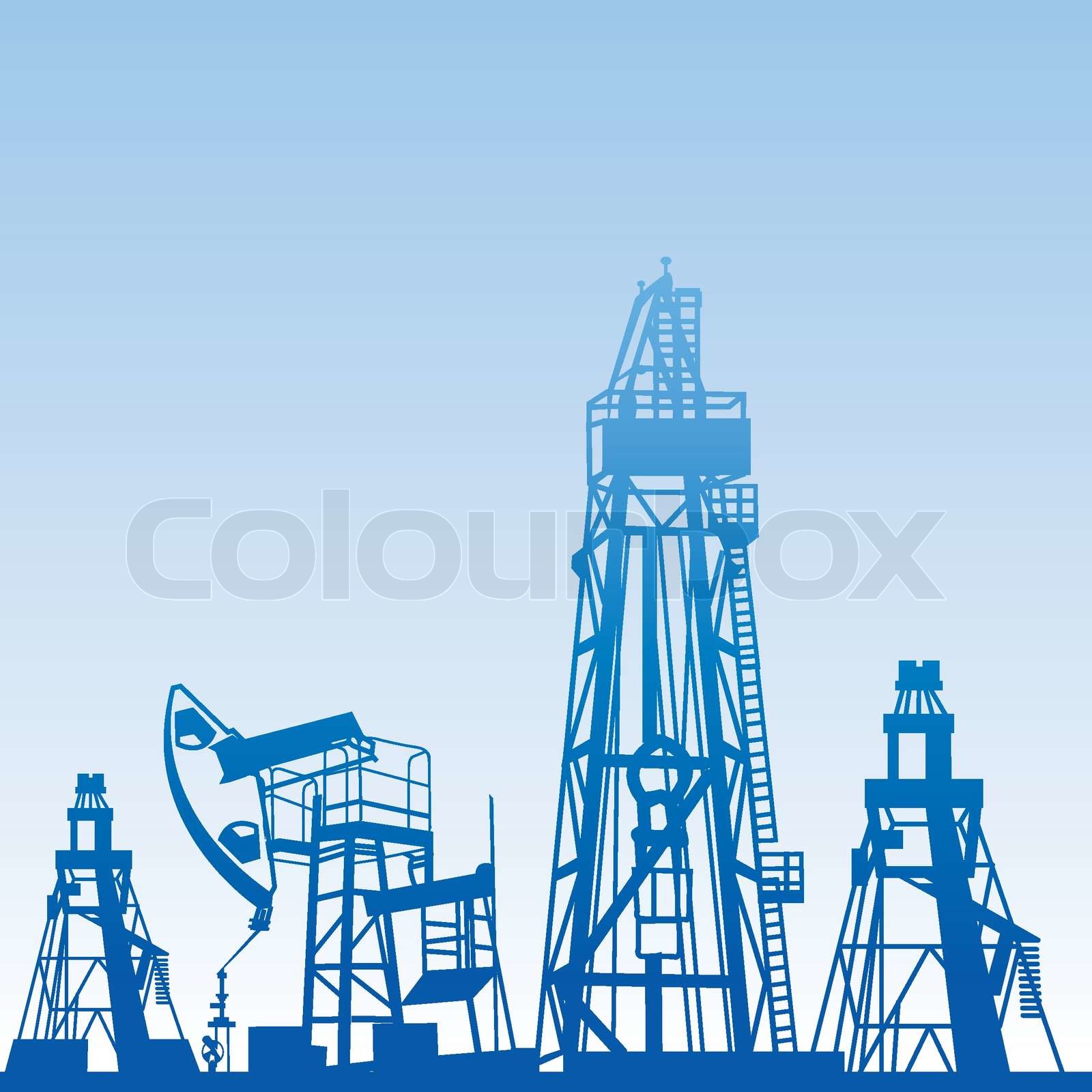 Oil rig silhouettes | Stock vector | Colourbox