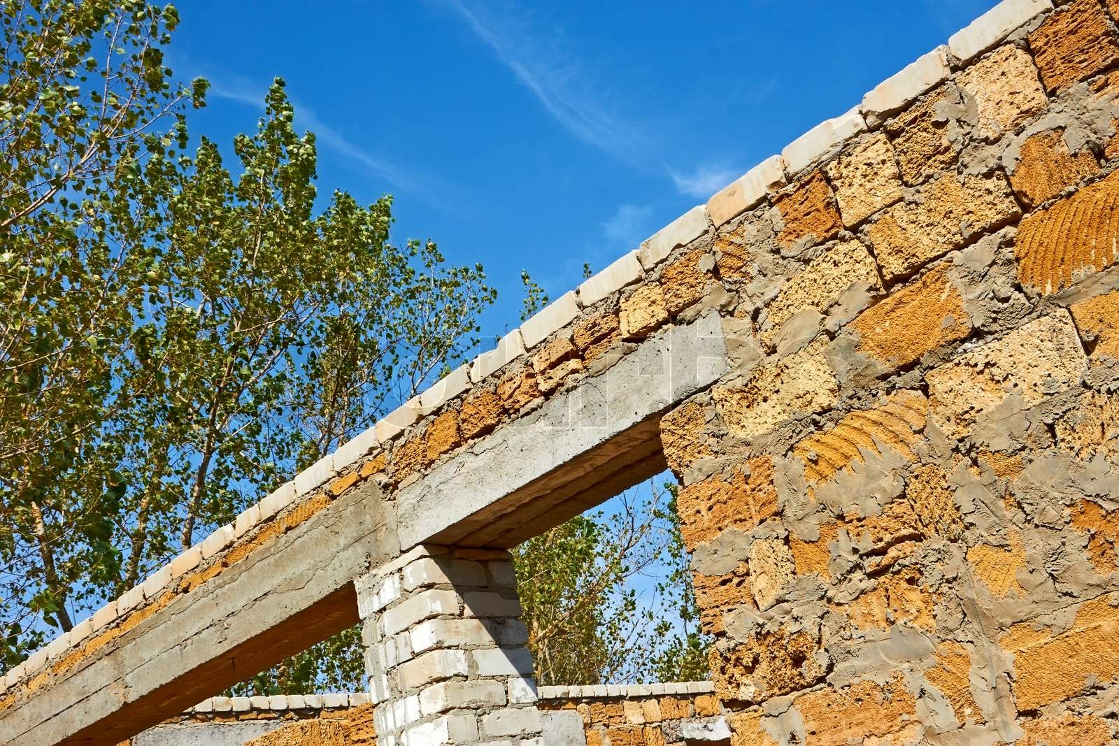 Construction with limestone | Stock image | Colourbox