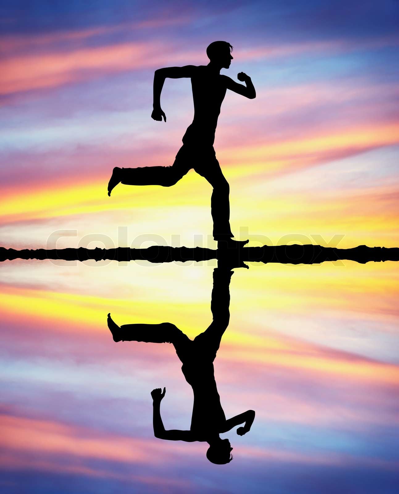 mann, lauf, sonnenuntergang | Stock Bild | Colourbox