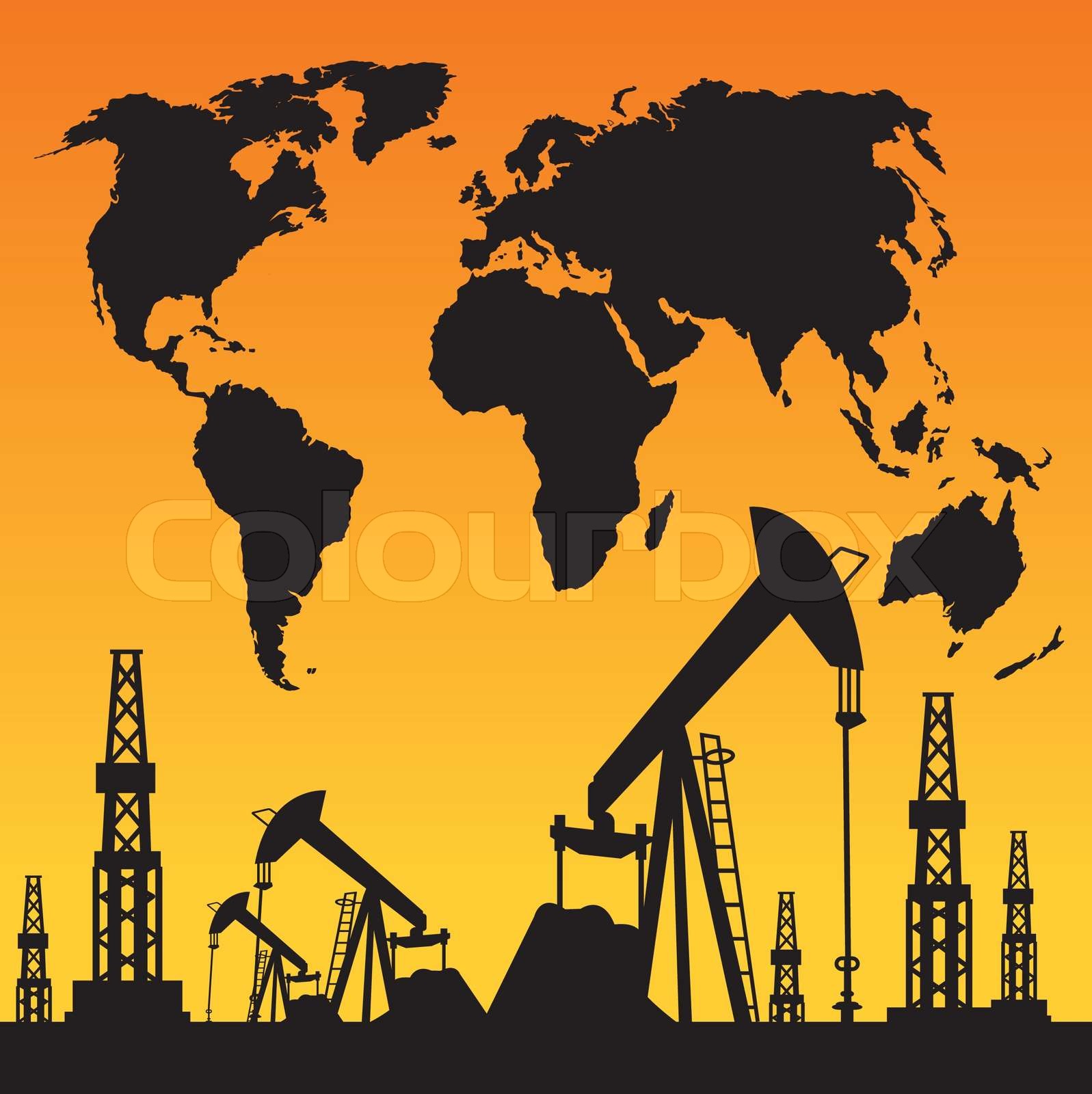 Map and oil rig | Stock vector | Colourbox