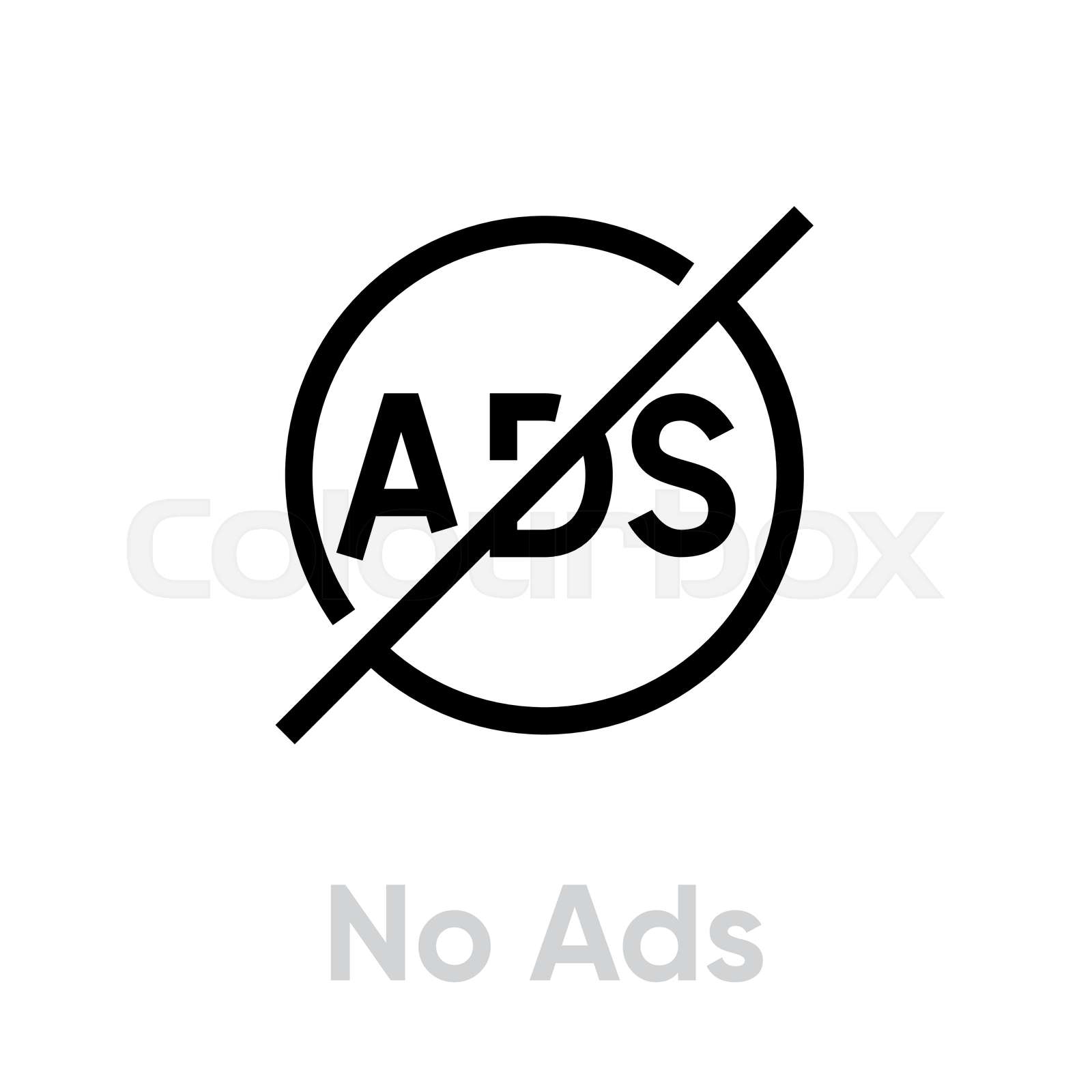 No Ads icon. Editable Vector Outline. | Stock vector | Colourbox