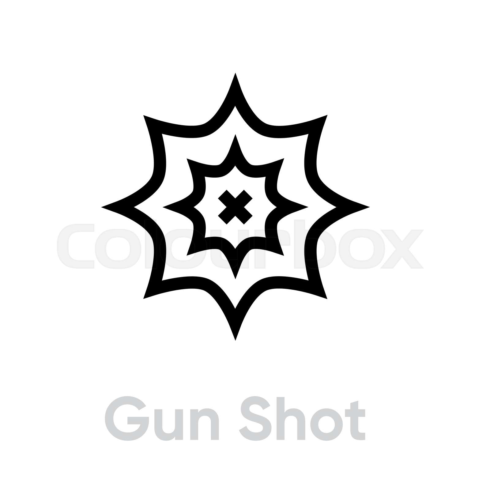 Gun Shot icon. Editable Vector Outline. | Stock vector | Colourbox