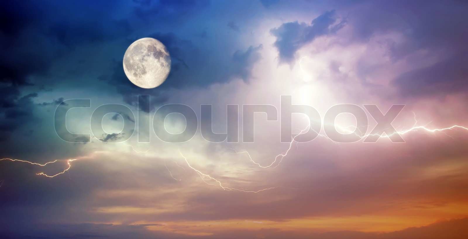 Moon and lightning | Stock image | Colourbox
