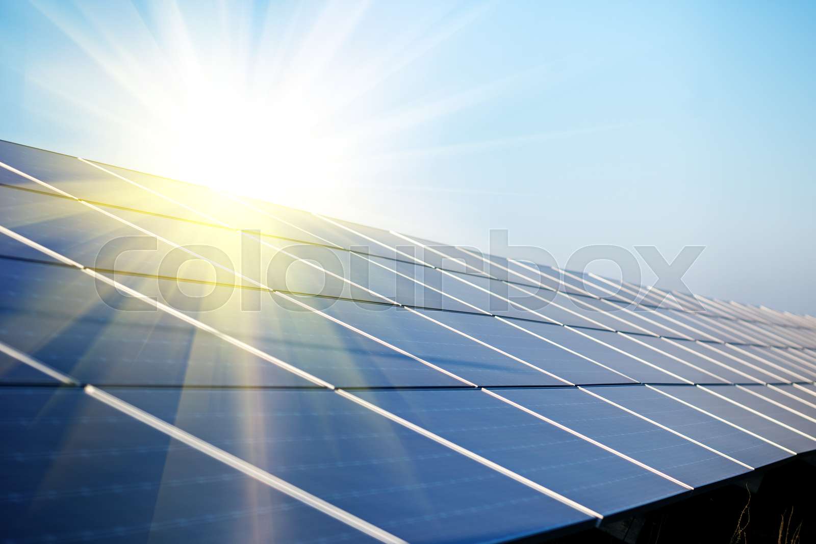 Solar panels anainst sunshine | Stock image | Colourbox