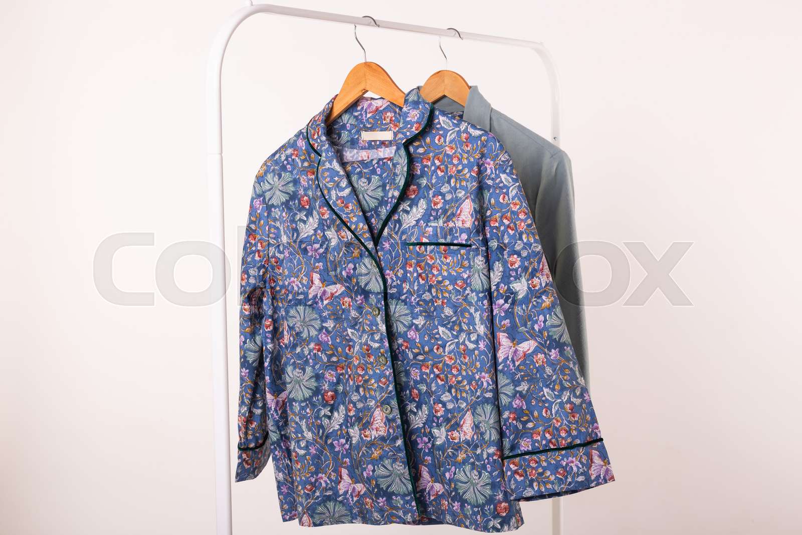 Clothing retails concept. Ladies pajamas on hangers in clothes store ...