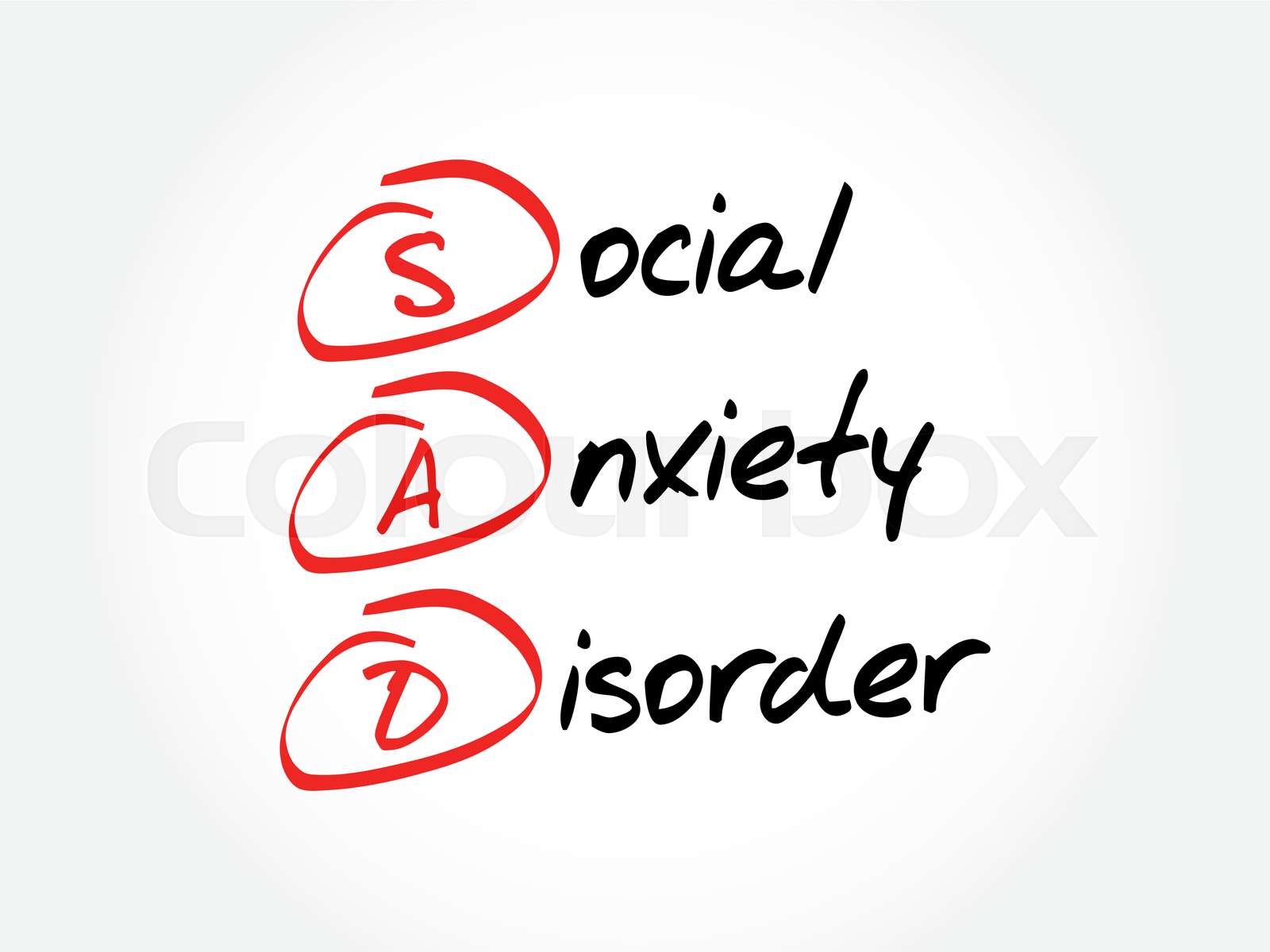 SAD - Social Anxiety Disorder acronym | Stock vector | Colourbox