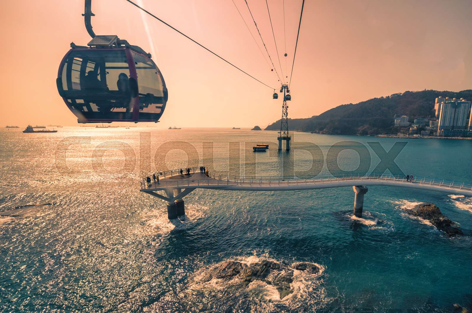 Busan city with Haeundae beach in Busan, South Gyeongsang Province ...