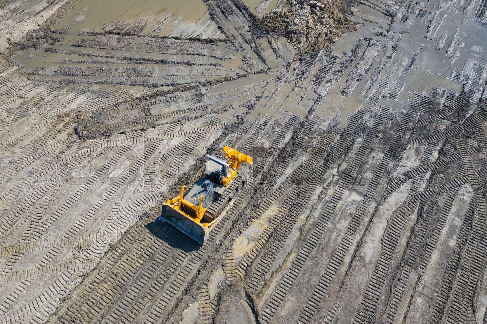 Aerial view of industrial mineral open pit mine. Opencast mining quarry ...