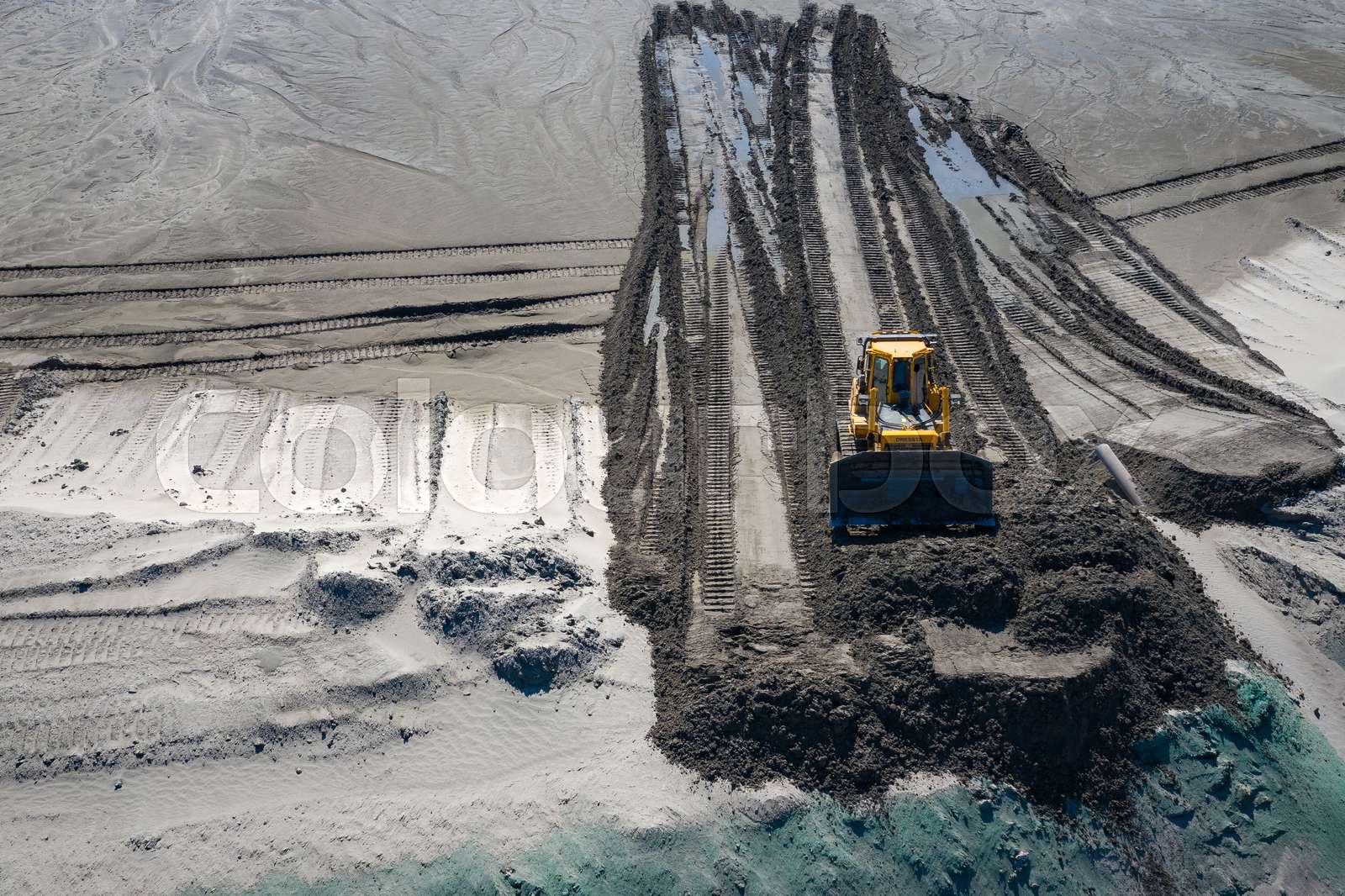 Aerial view of industrial mineral open pit mine. Opencast mining quarry ...
