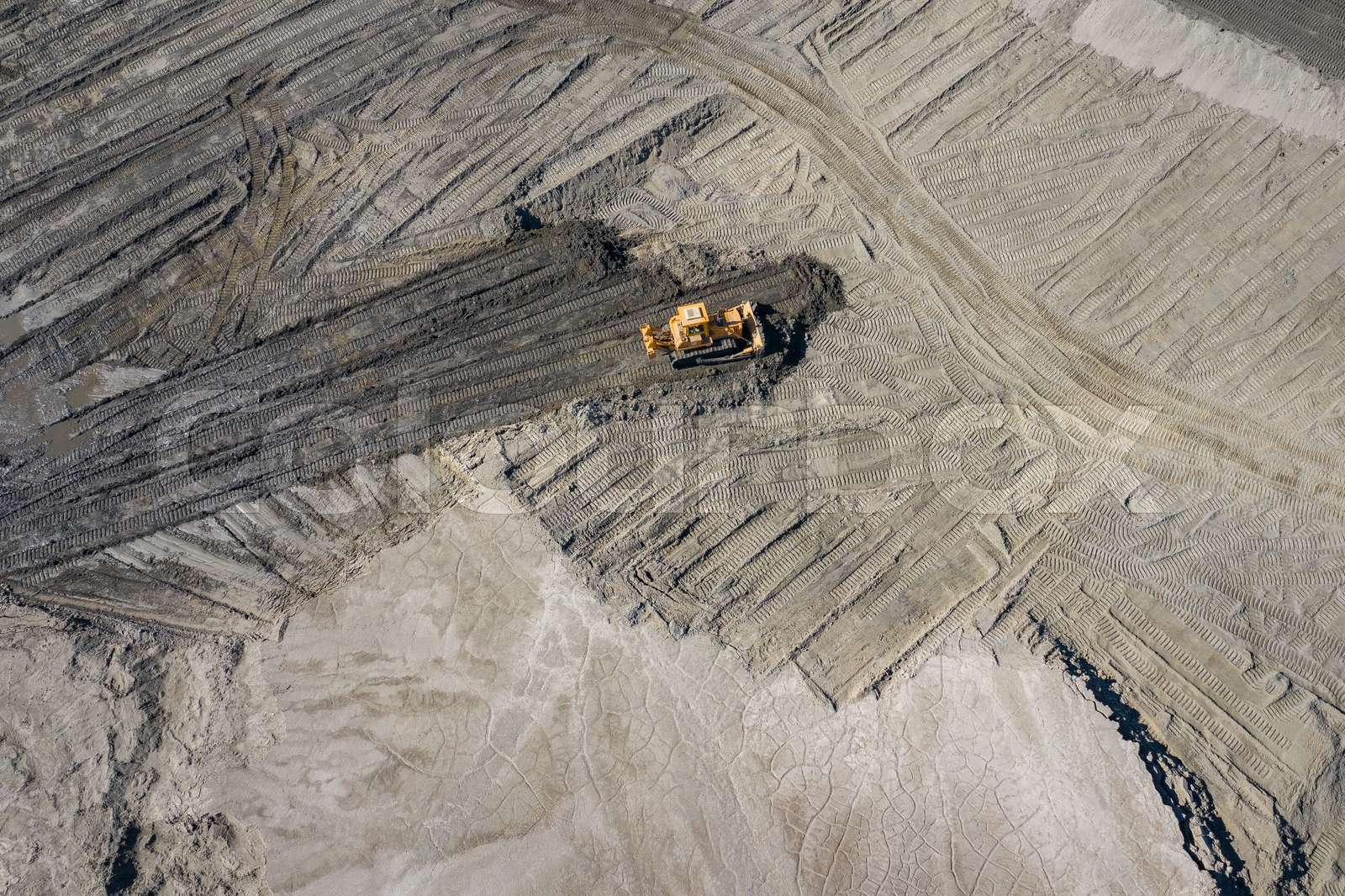 Aerial view of industrial mineral open pit mine. Opencast mining quarry ...