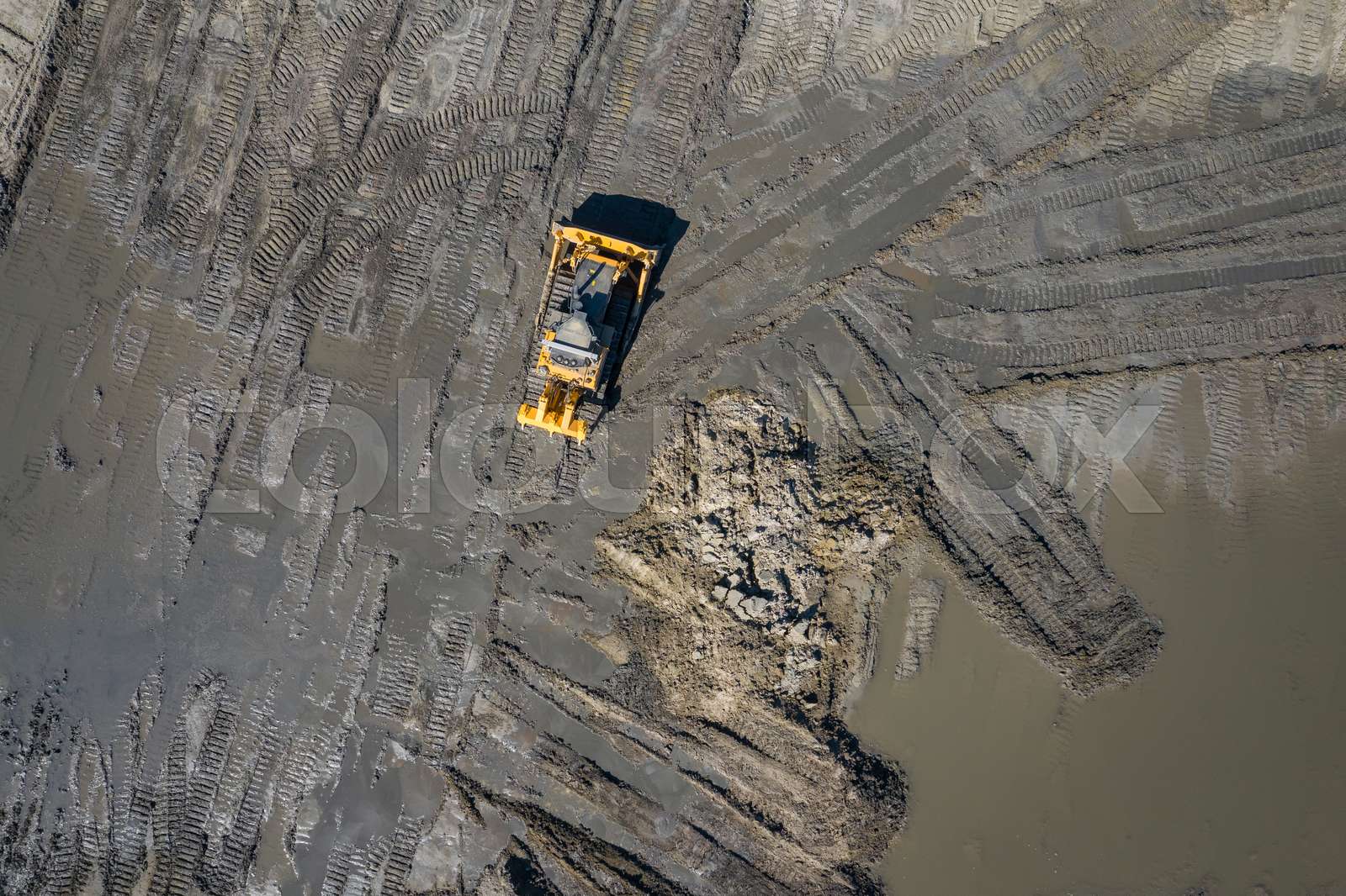 Aerial view of industrial mineral open pit mine. Opencast mining quarry ...