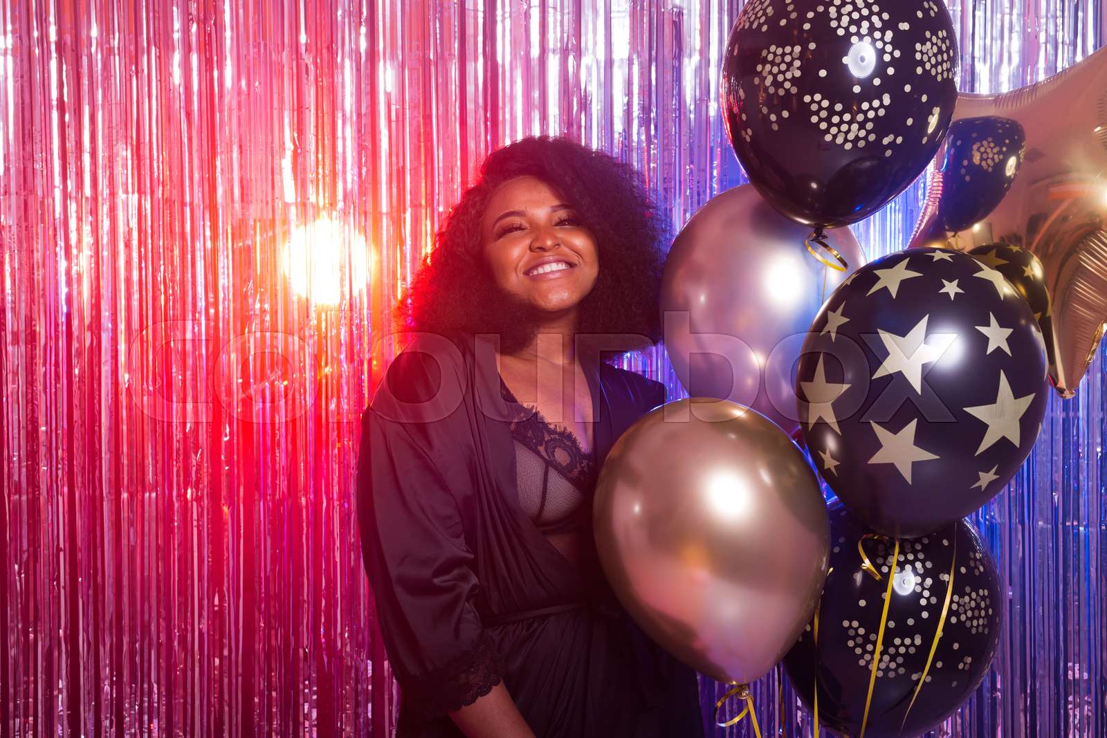 Beautiful black woman enjoying a party lifestyle. Birthday party ...