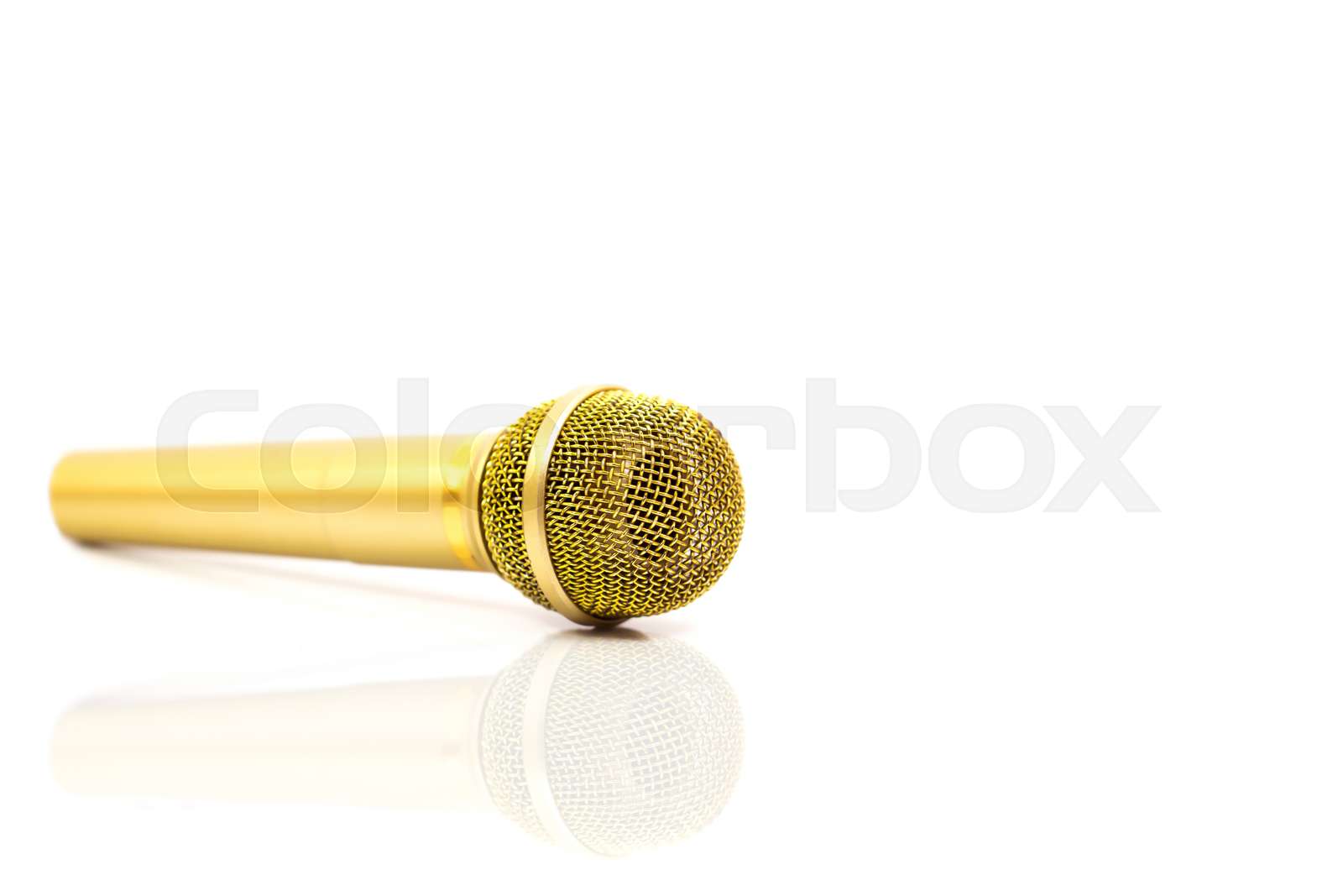 Microphone Gold on isolated white. Entertainment and sound concept ...