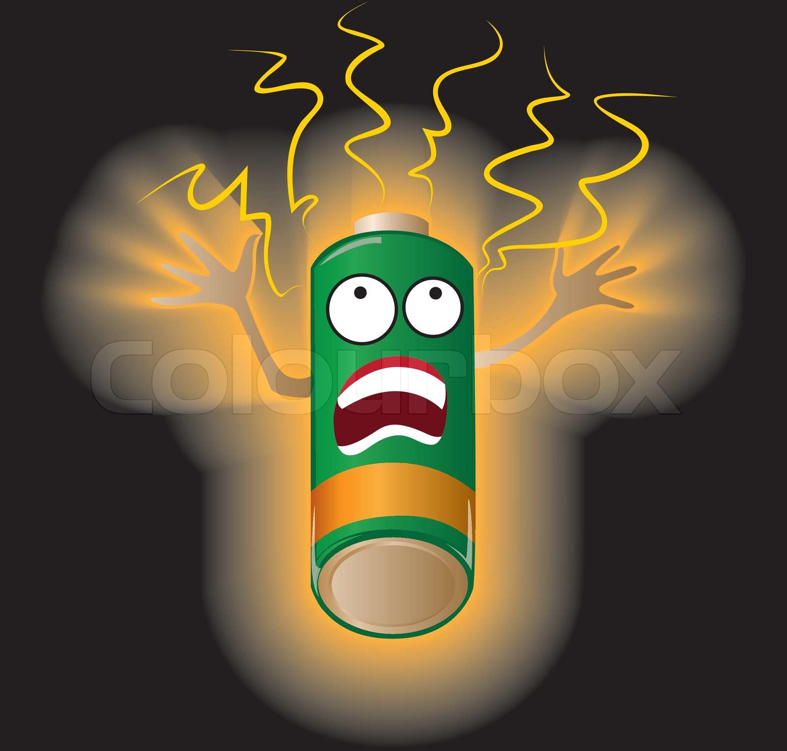 Cartoon battery in a panic | Stock vector | Colourbox