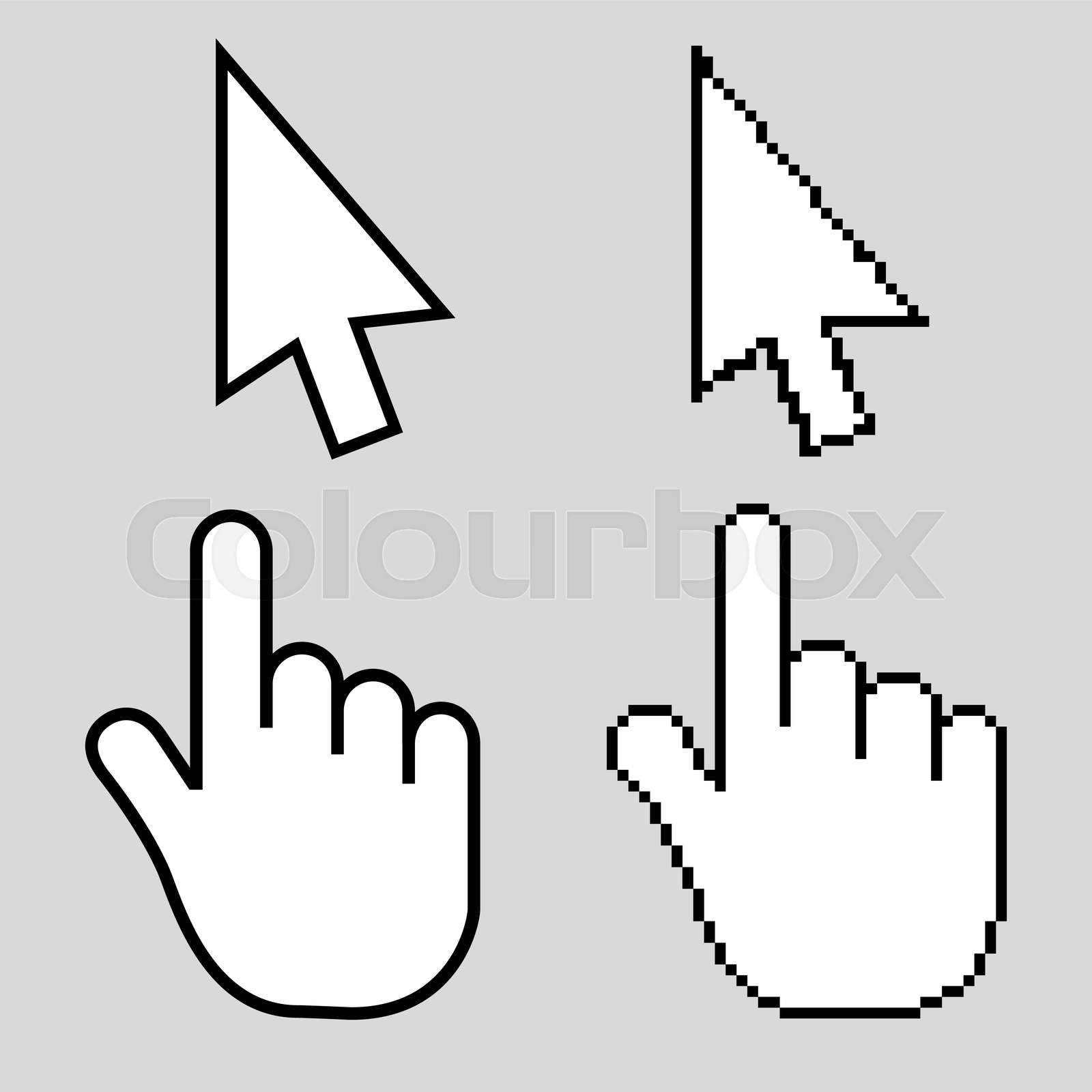 Hand cursor icon with an index finger and arrow. | Stock vector | Colourbox