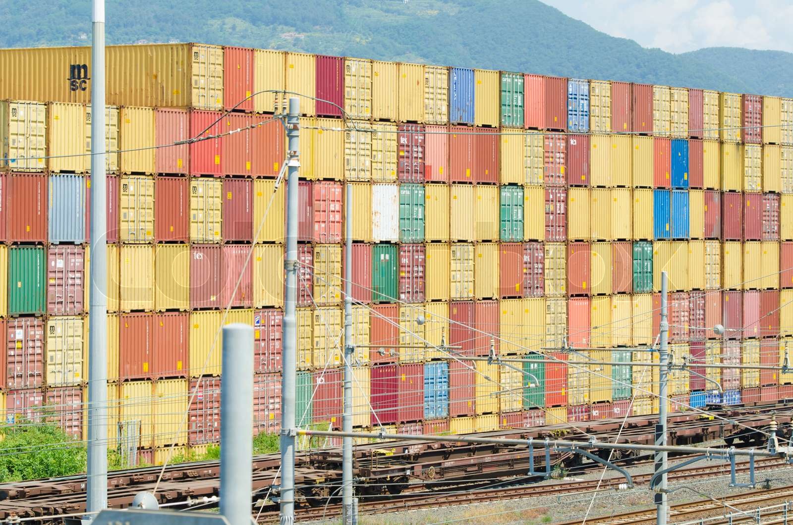 Stacks of containers at the loading port | Stock image | Colourbox