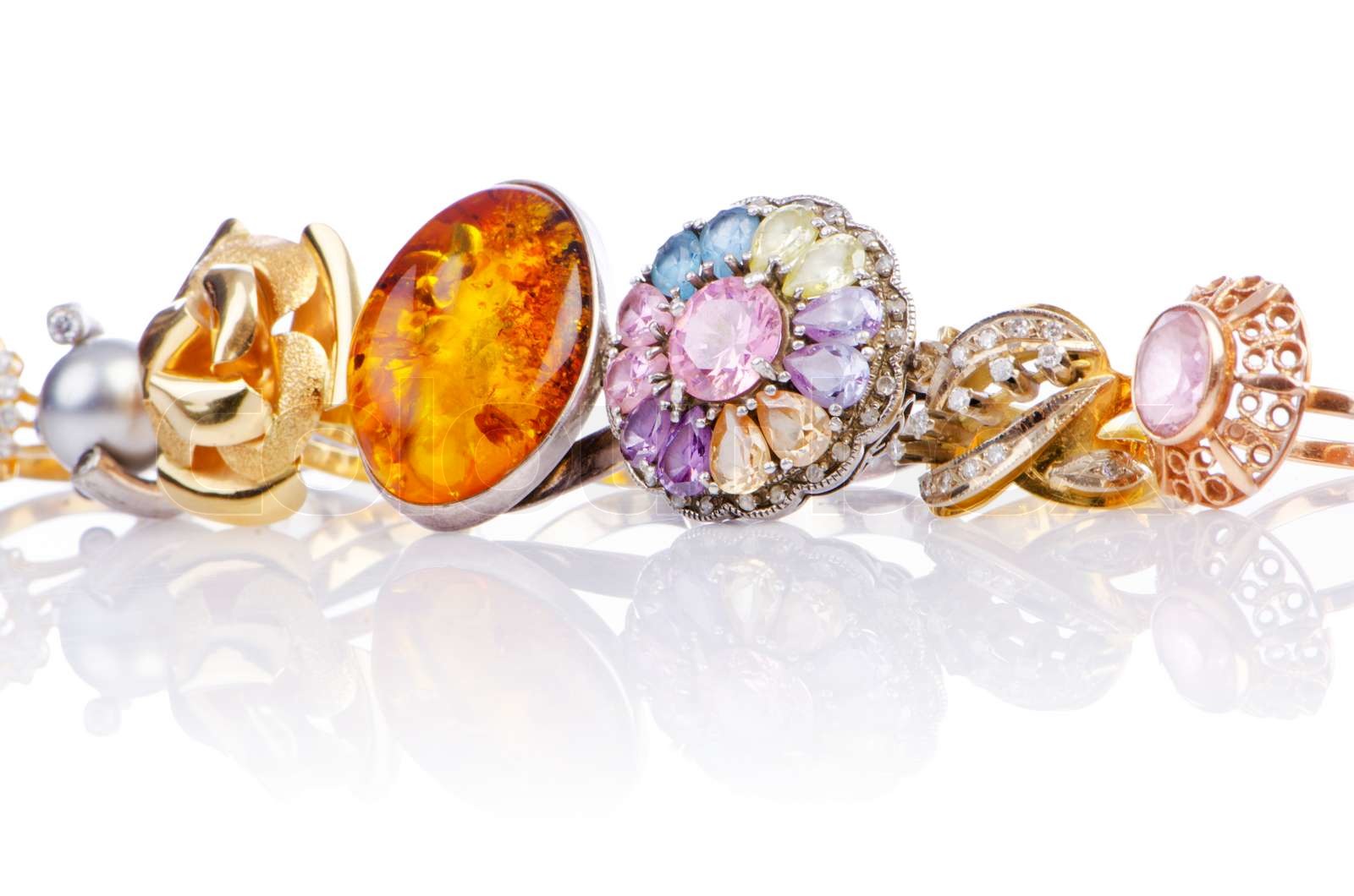 Large collection of gold jewellery | Stock image | Colourbox