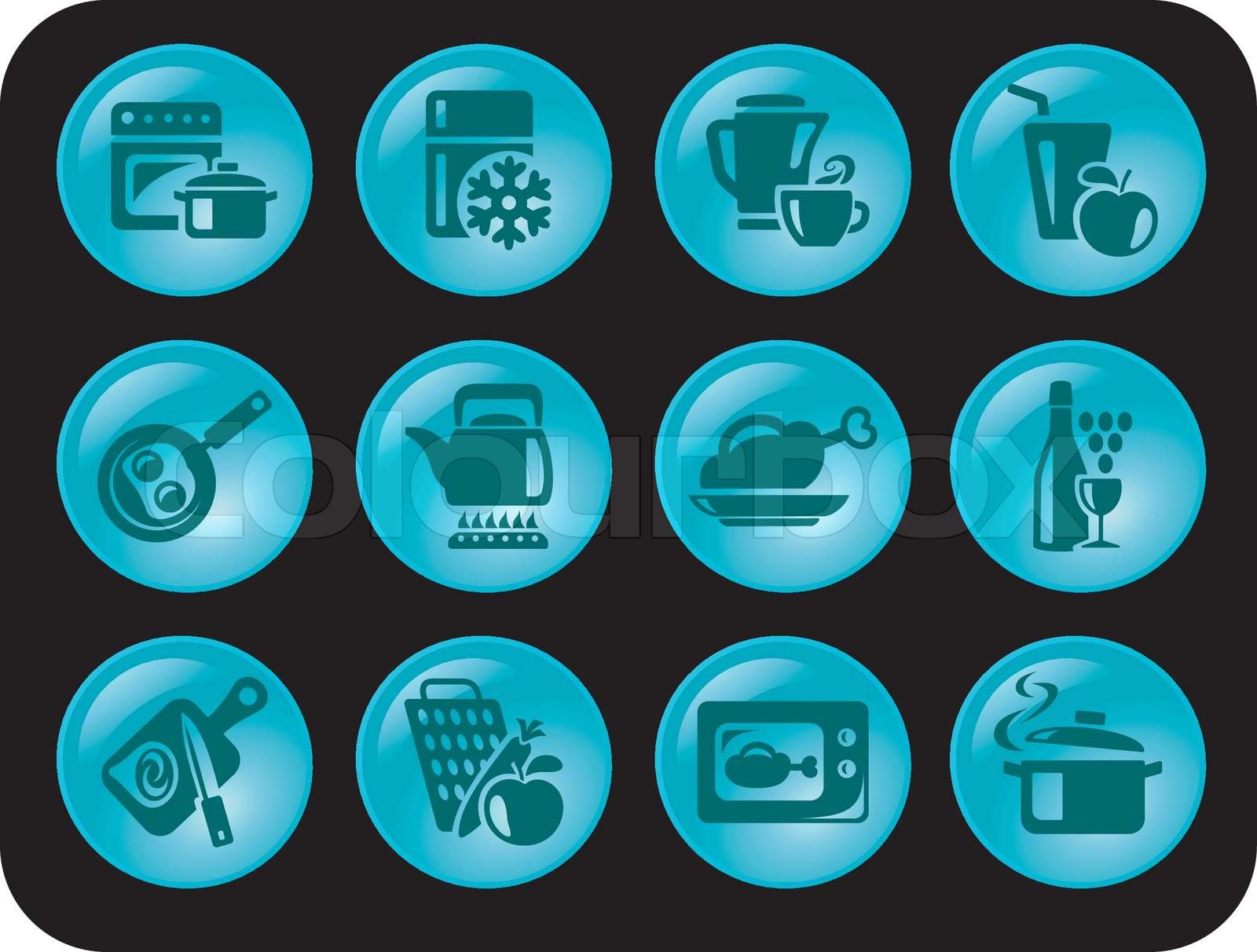 Kitchen and cooking button set | Stock vector | Colourbox