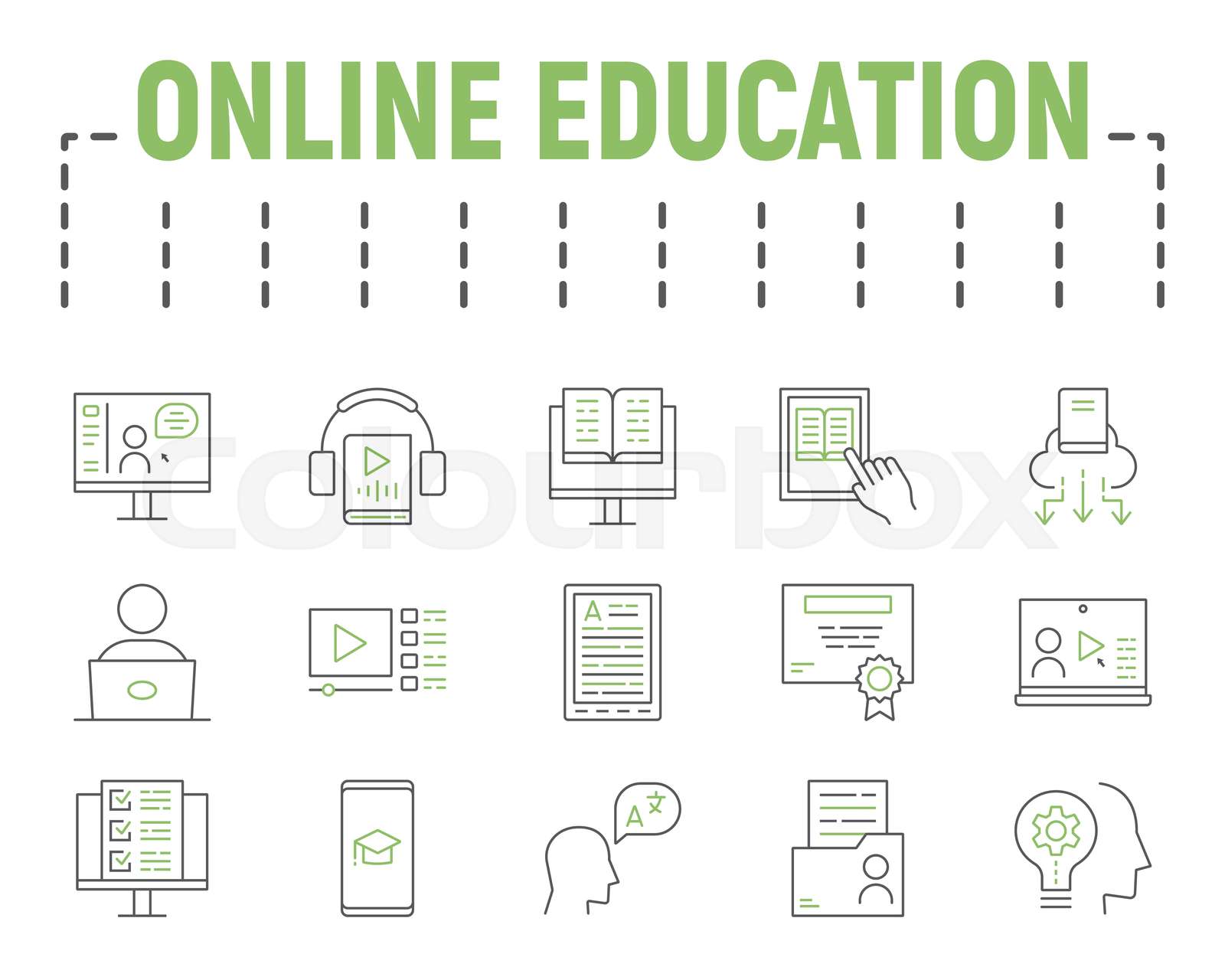 Online Education color line icon set, distance learning symbols ...