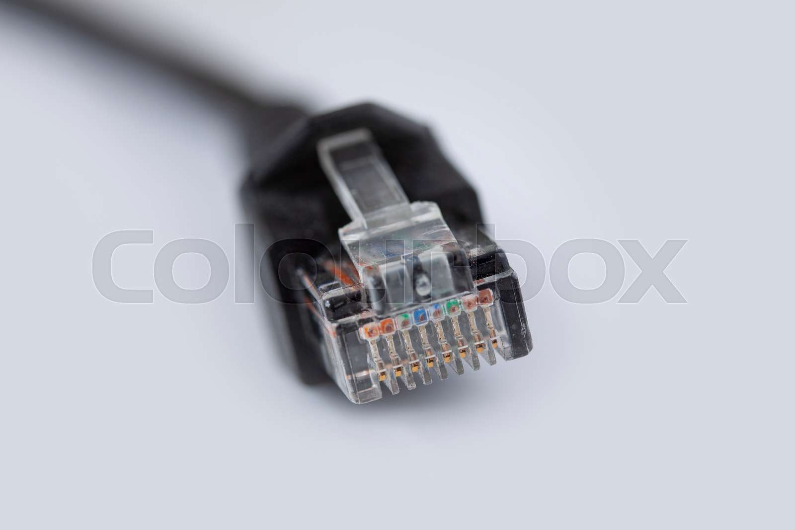 Ethernet cable plug connector. | Stock image | Colourbox