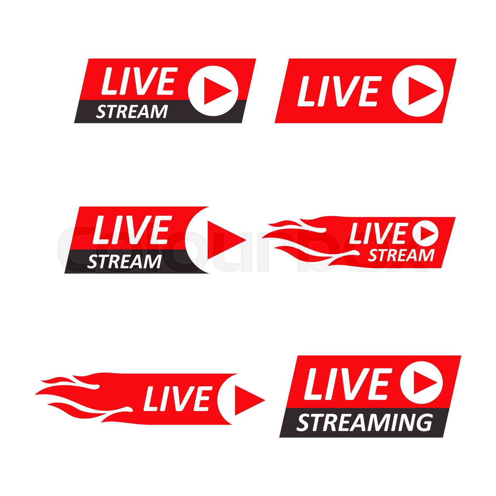 Live Stream signs set. Emblem, logo. | Stock vector | Colourbox