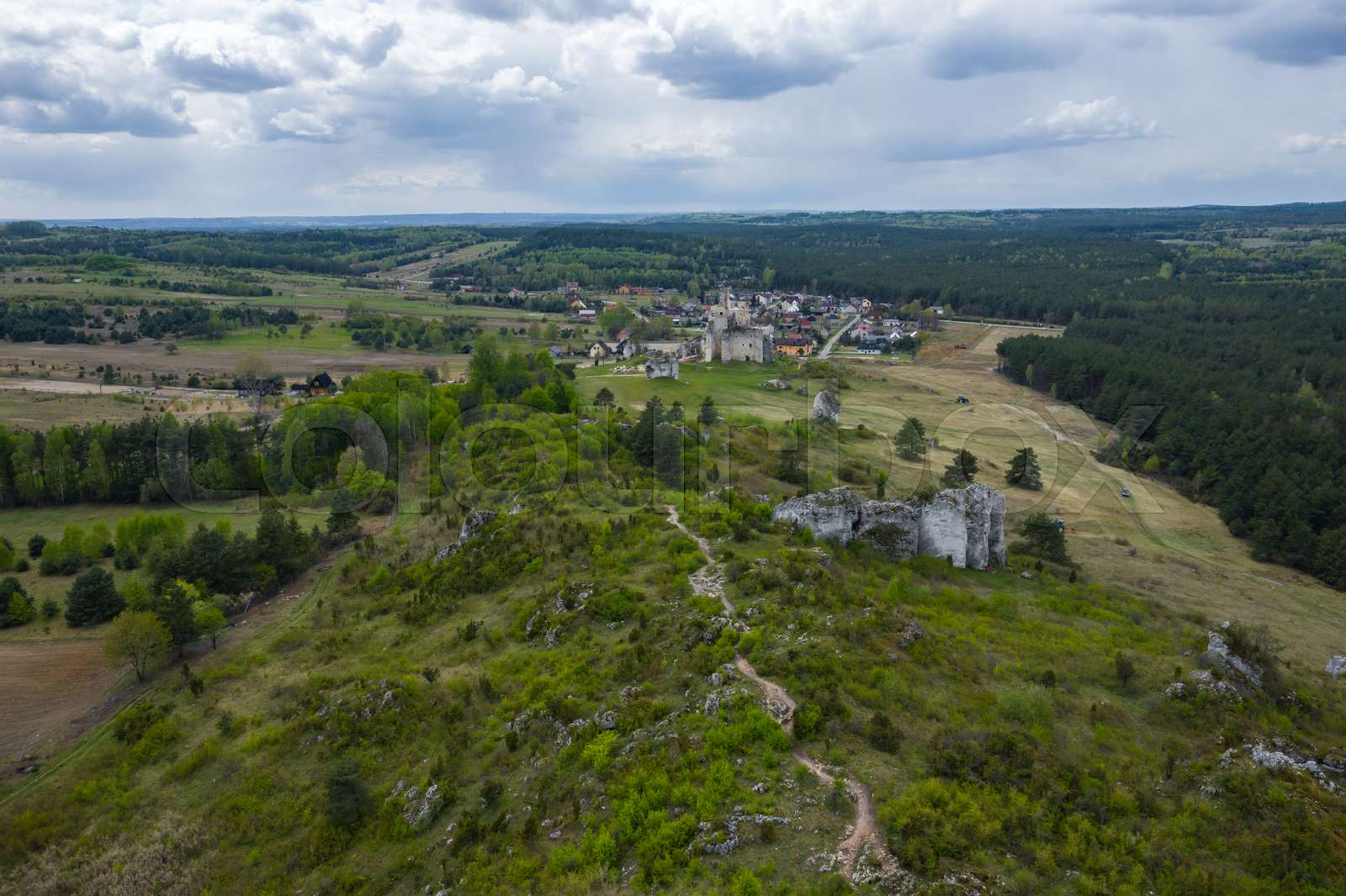Aerial view of Mirow Castle, Eagles Nests trail. Medieval fortress in ...