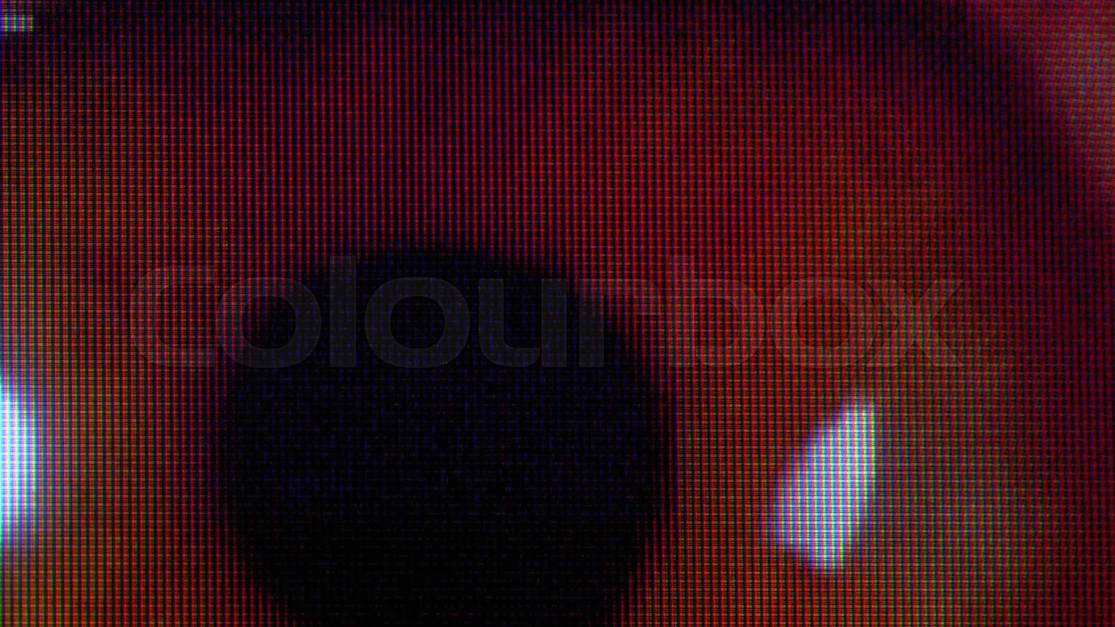 Human Eye on TV Screen Pixels Fluctuates with Color. RGB Monitor Pixels ...