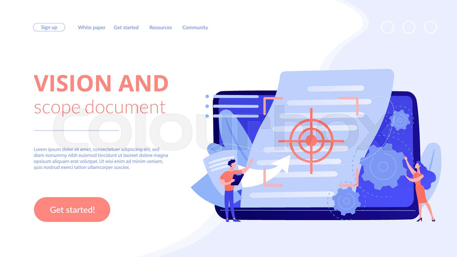 Vision and scope document concept landing page. | Stock vector | Colourbox