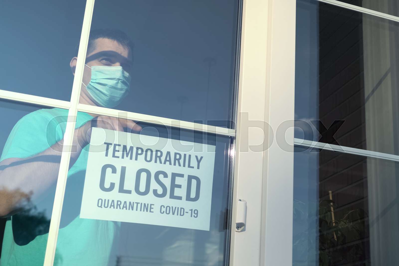 Sticker labeled TEMPORARILY CLOSED, close up | Stock image | Colourbox