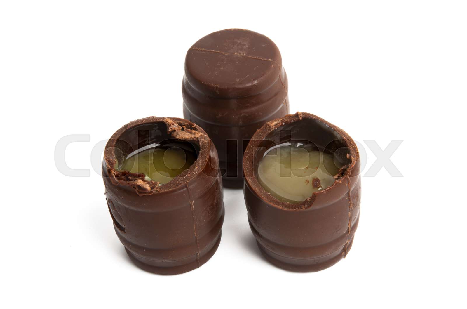 chocolate barrels with liquor | Stock image | Colourbox