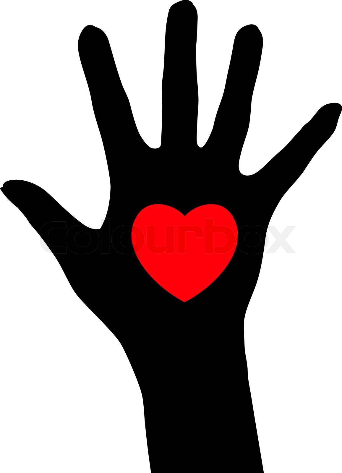 Abstract black hand with a heart | Stock vector | Colourbox