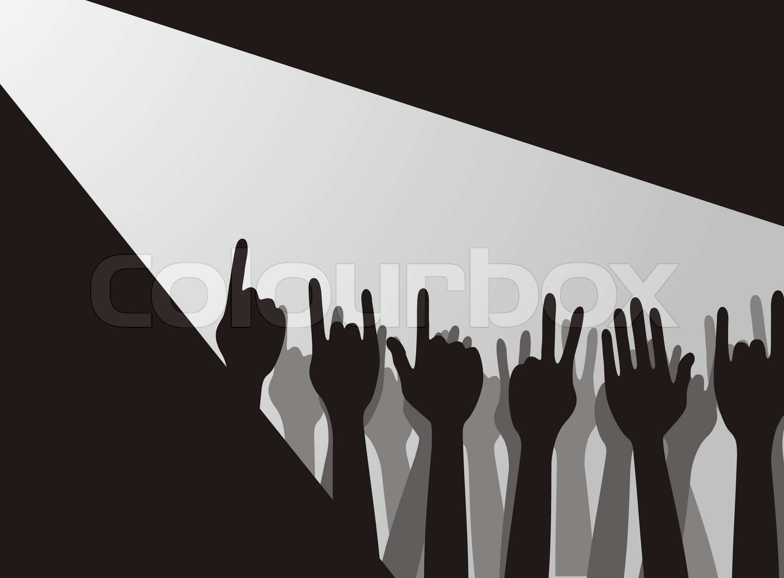Large group of raising hands Vector illustration | Stock vector | Colourbox