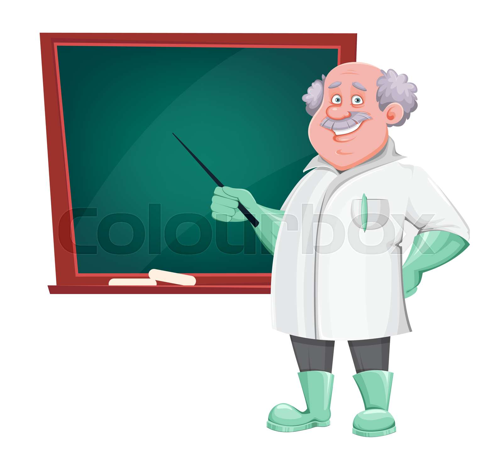 Professor cartoon character standing near chalkboard | Stock vector ...