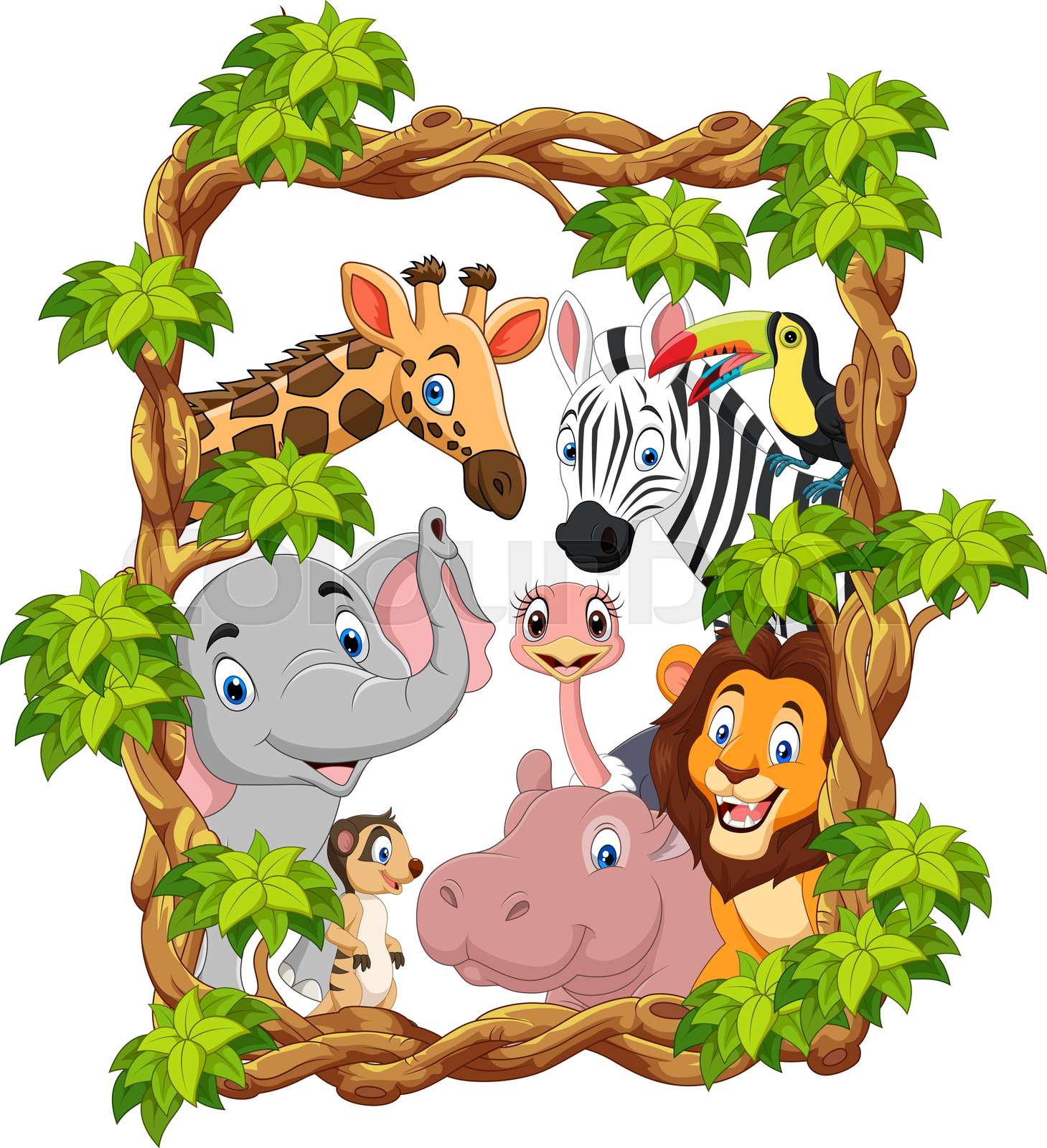 Cartoon collection happy zoo animals | Stock vector | Colourbox