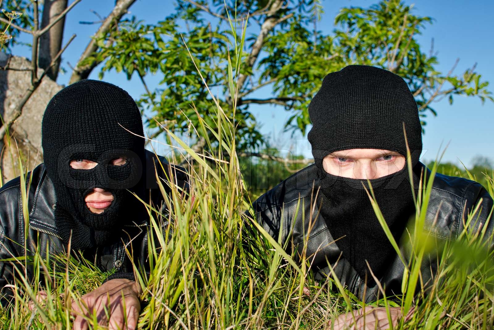 Two criminals getting ready for robbery | Stock image | Colourbox