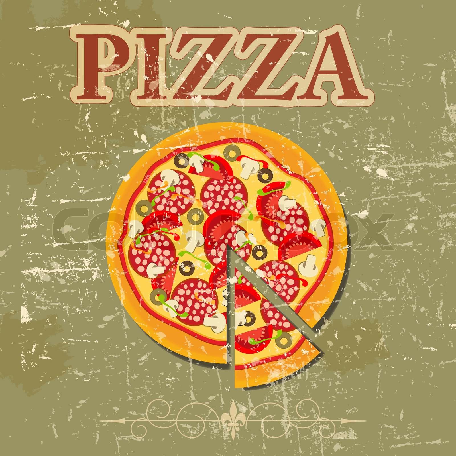 Pizza Menu Template in vintage retro grunge style | Stock vector ...