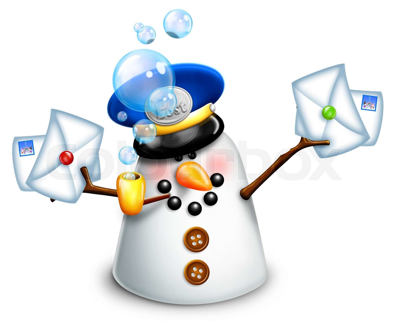 Christmas Snowman Mailman with Letters | Stock image | Colourbox