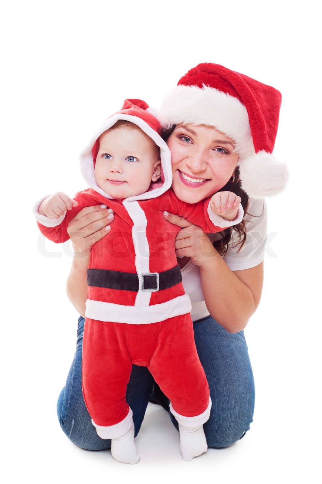 happy mother with her little santa | Stock image | Colourbox