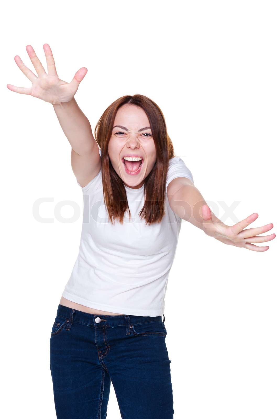 happy screaming woman | Stock image | Colourbox