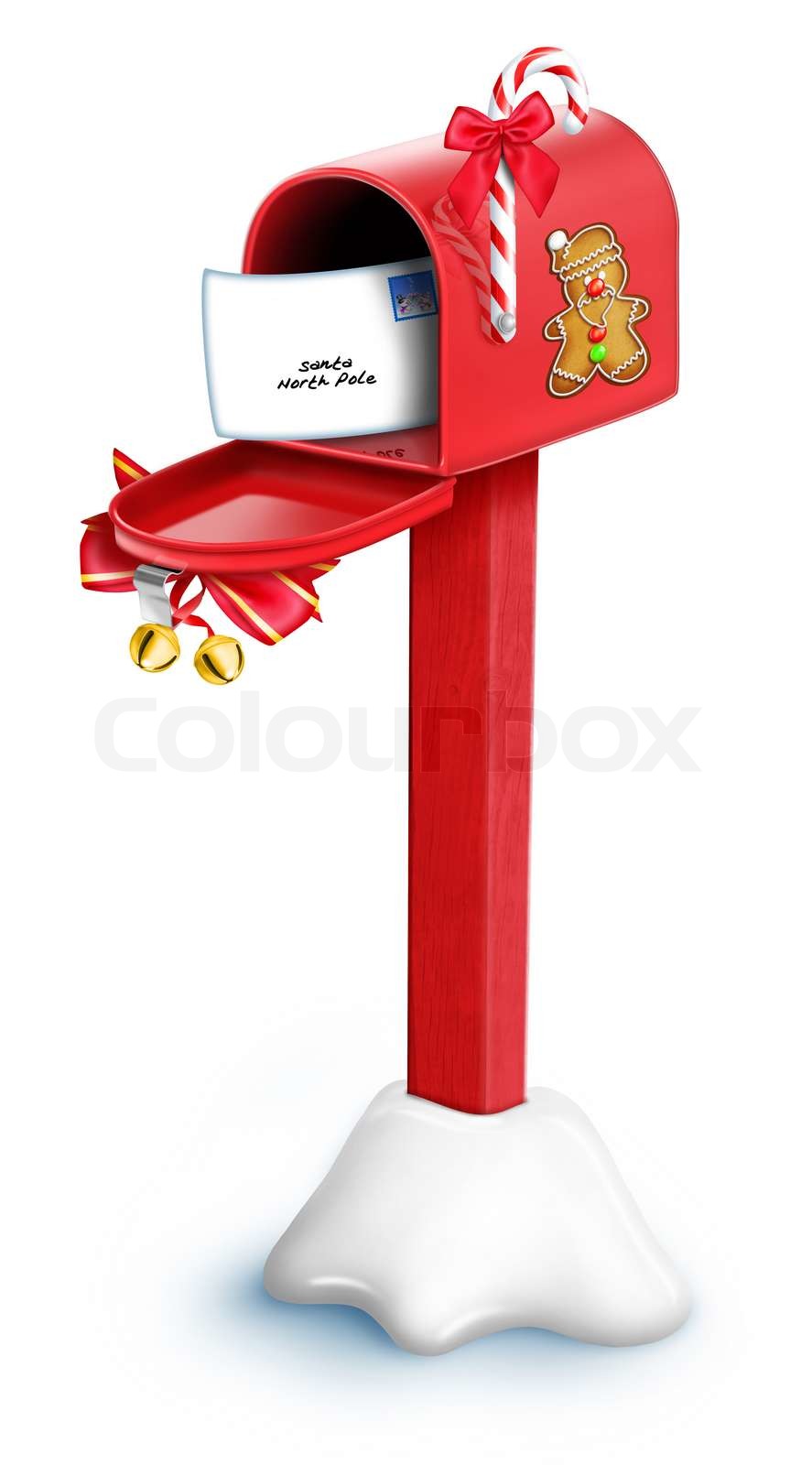 Cartoon Christmas Mailbox with Post | Stock image | Colourbox