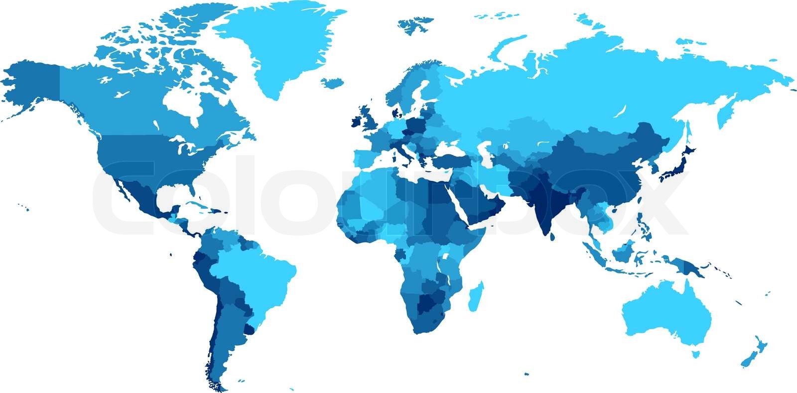 Blue World map with countries | Stock vector | Colourbox